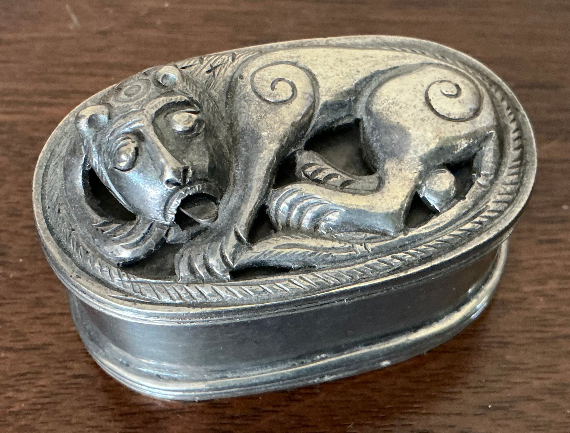 Awesome Antique Coin Silver Lion Box With Movable Tongue #40841809 ...