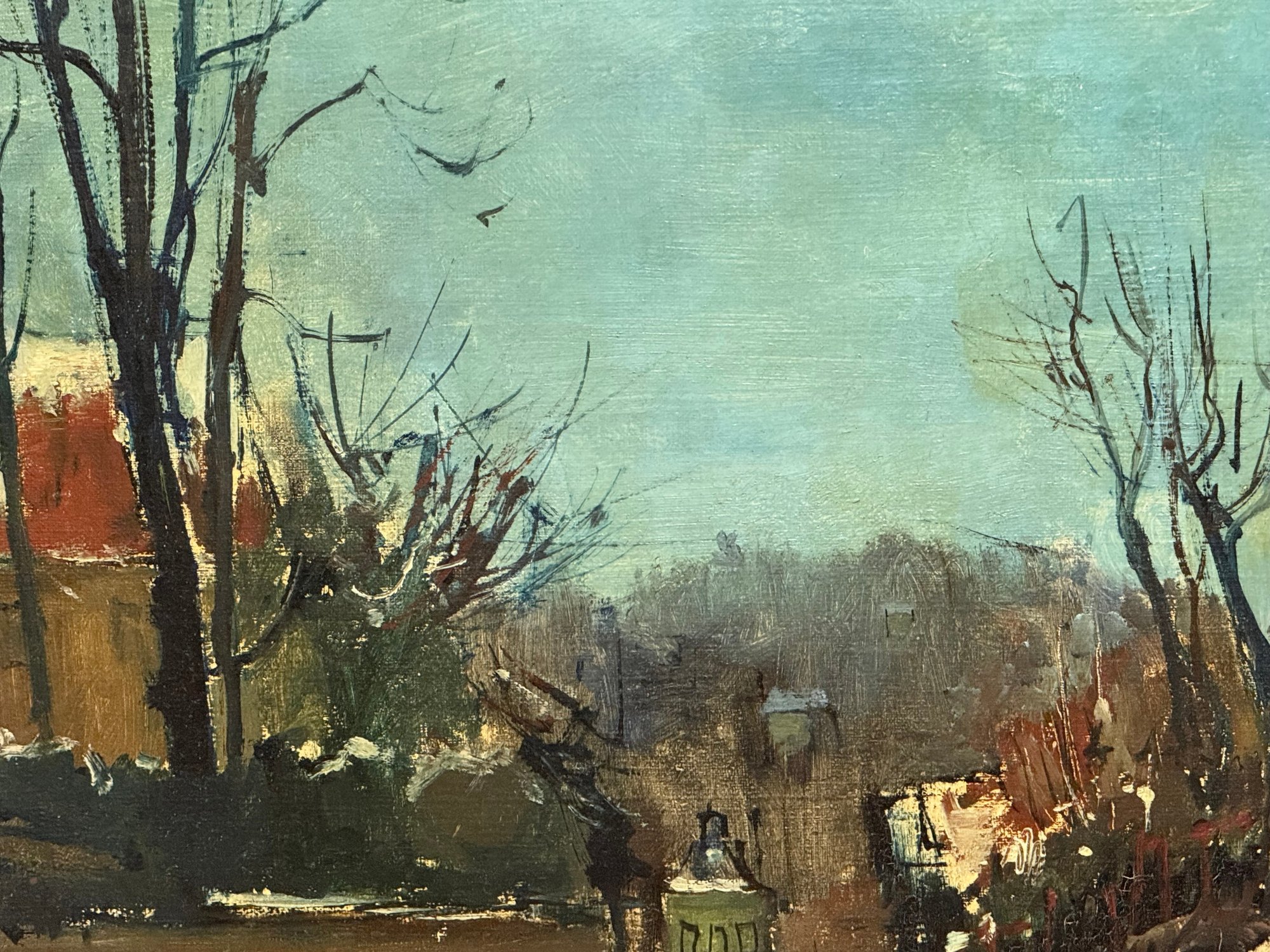 Vintage Lauzero Mid-Century Winter Street Scene Oil On Canvas Painting ...