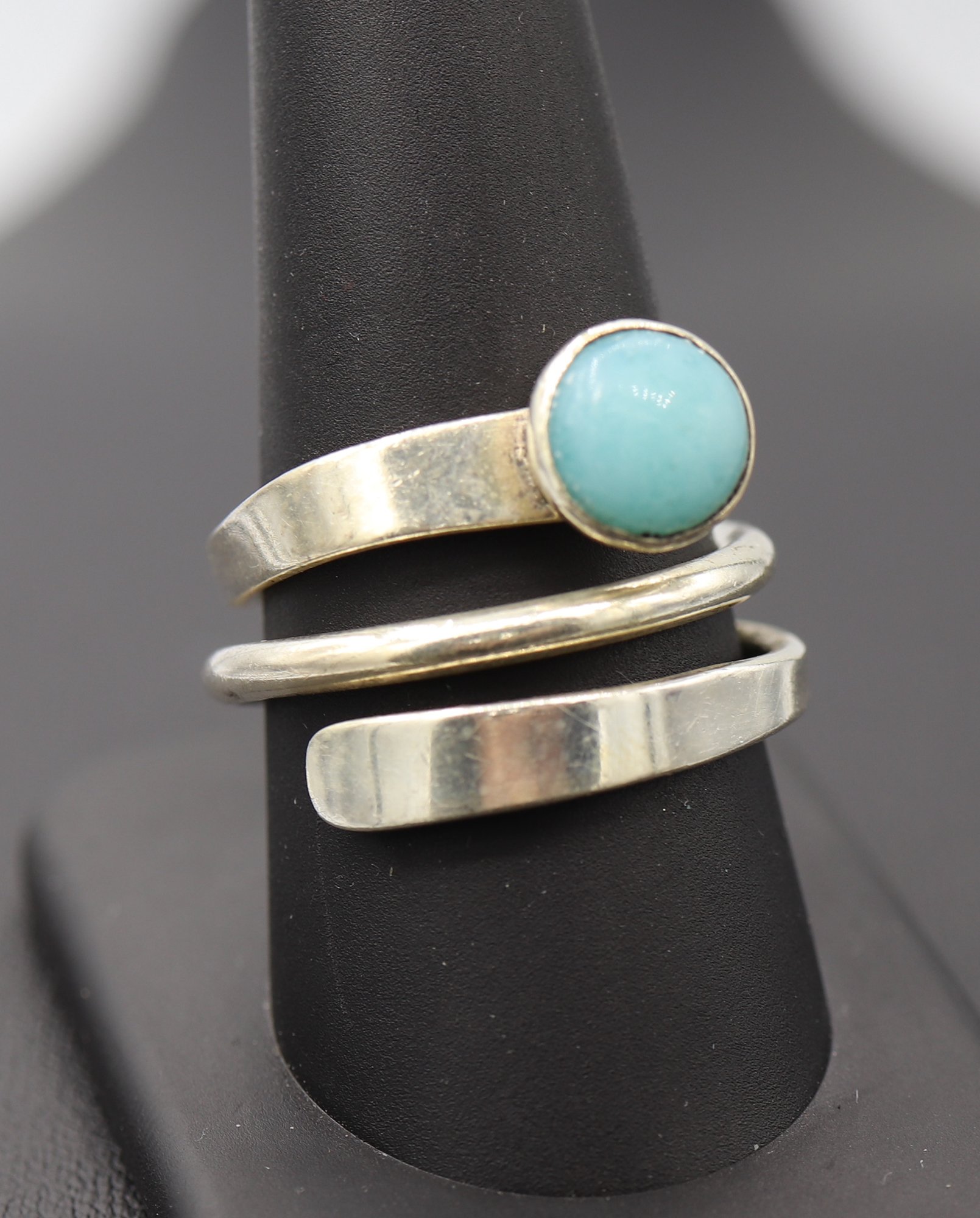 Signed DDD Mexico Sterling Silver Stacked Band Ring W/ Blue Larmiar ...