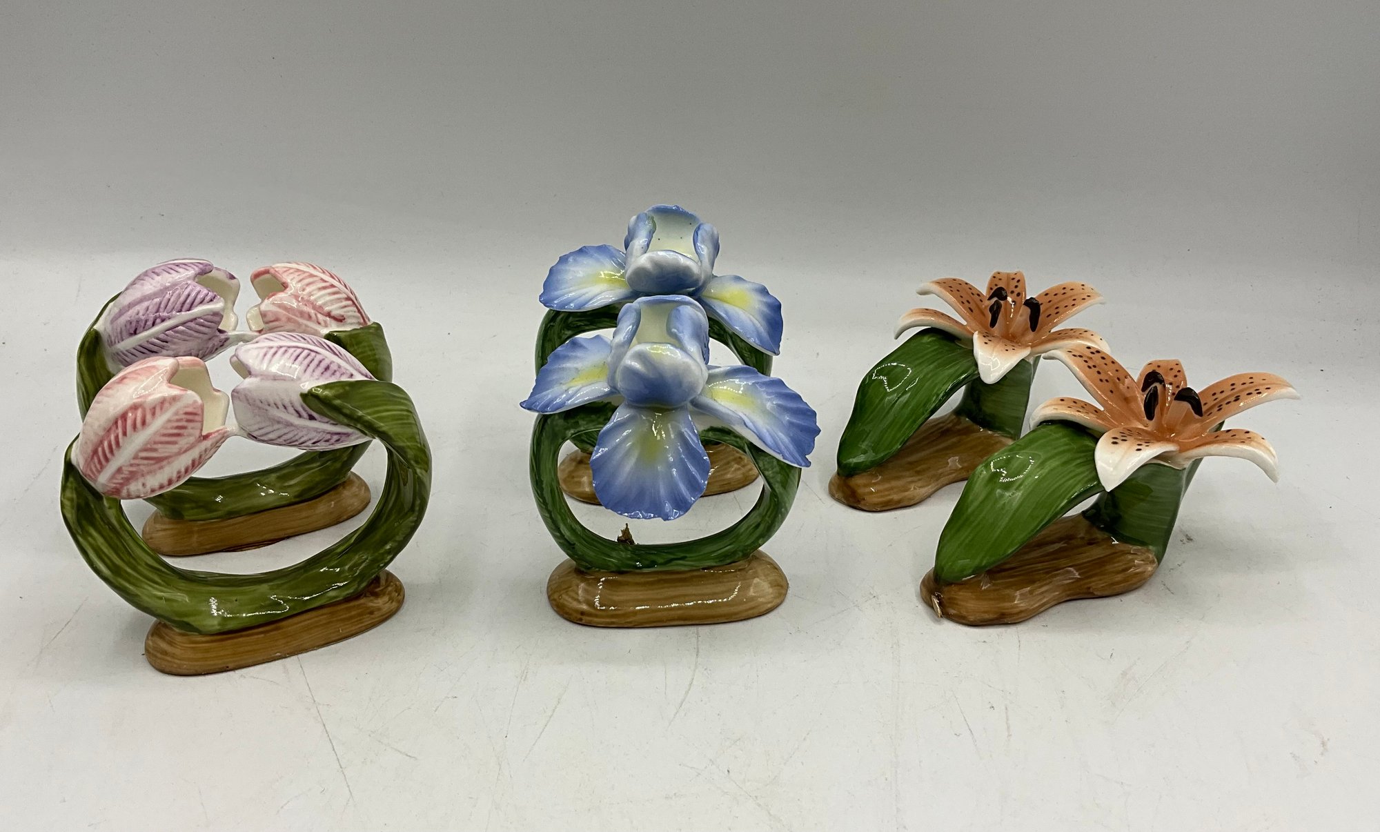6 Beautiful Bone China Flower Napkin Rings ~ PIA Made In The ...