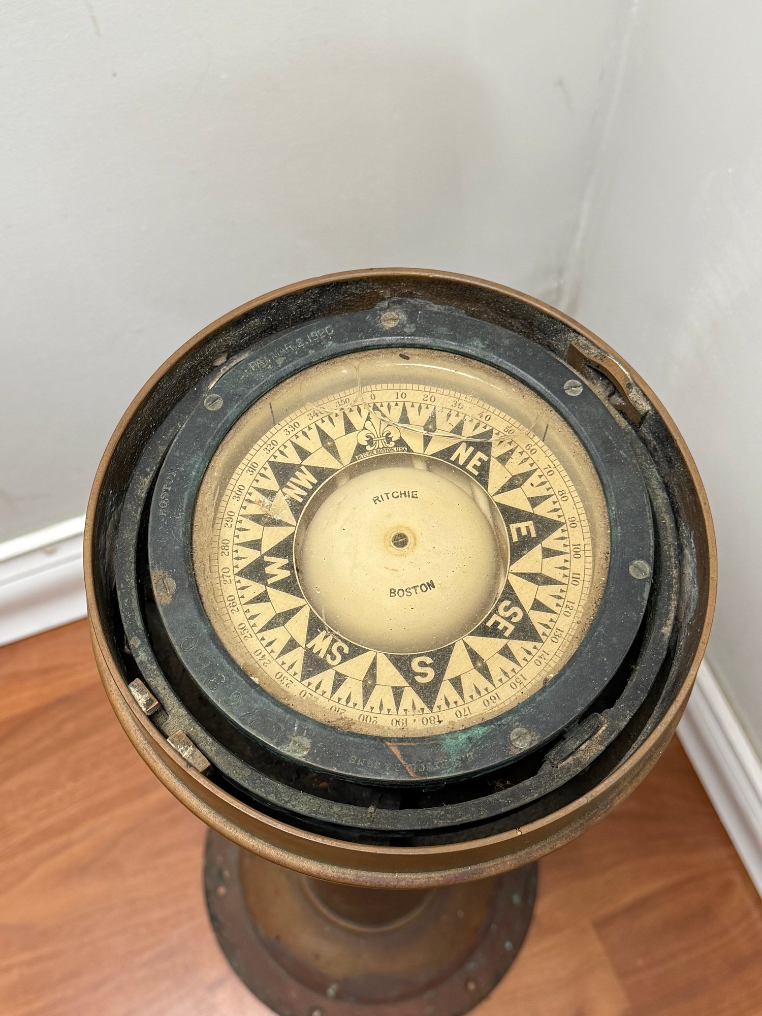 Antique 1920 Ritchie Boston Solid Brass Ship Binnacle Compass #40871201 ...