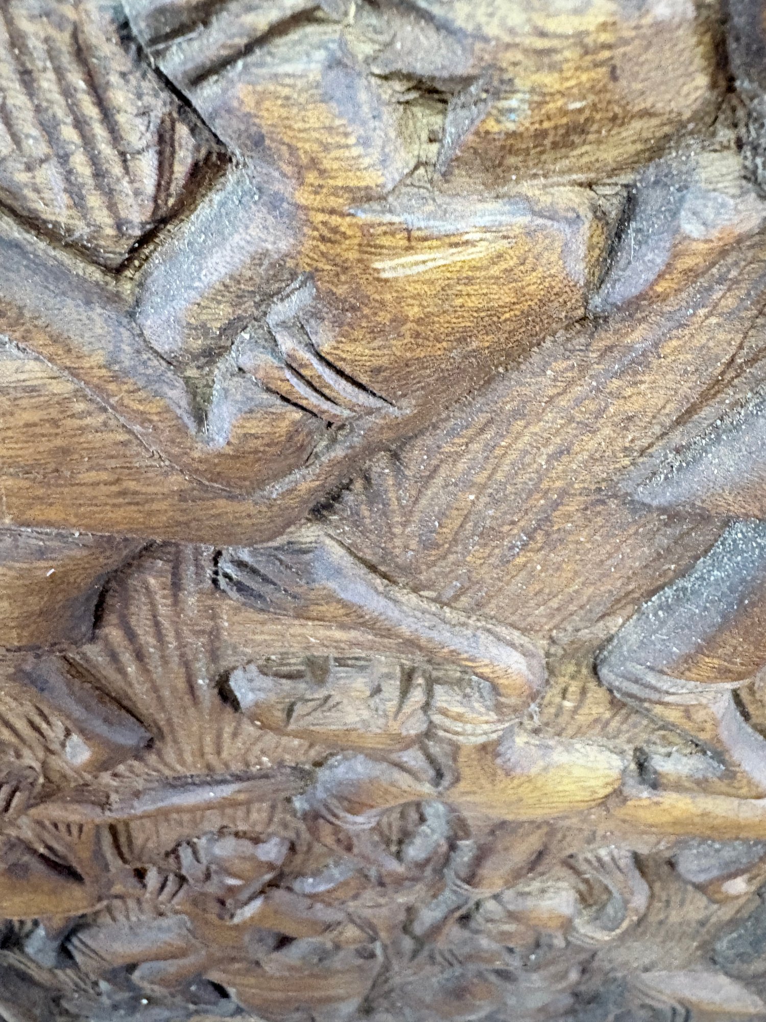 Pair Of West African Hand-Carved Bas-Relief Wood Panels Of Communal ...