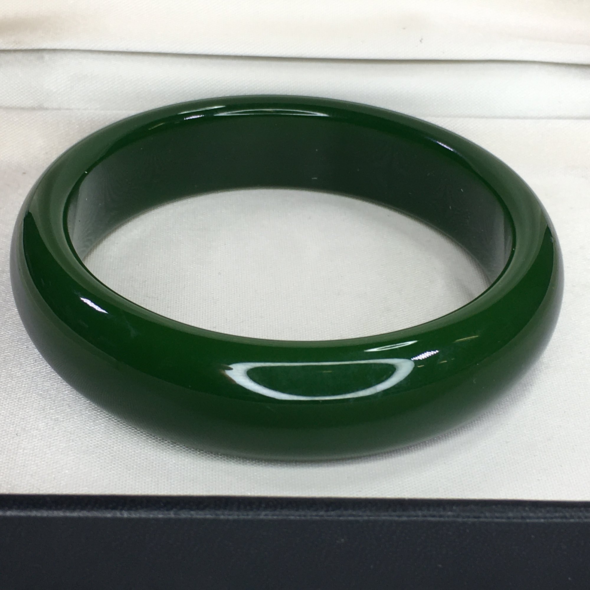 Very Nice Vintage ? Antique ? Dark Green Jade Bangle Bracelet - Very ...