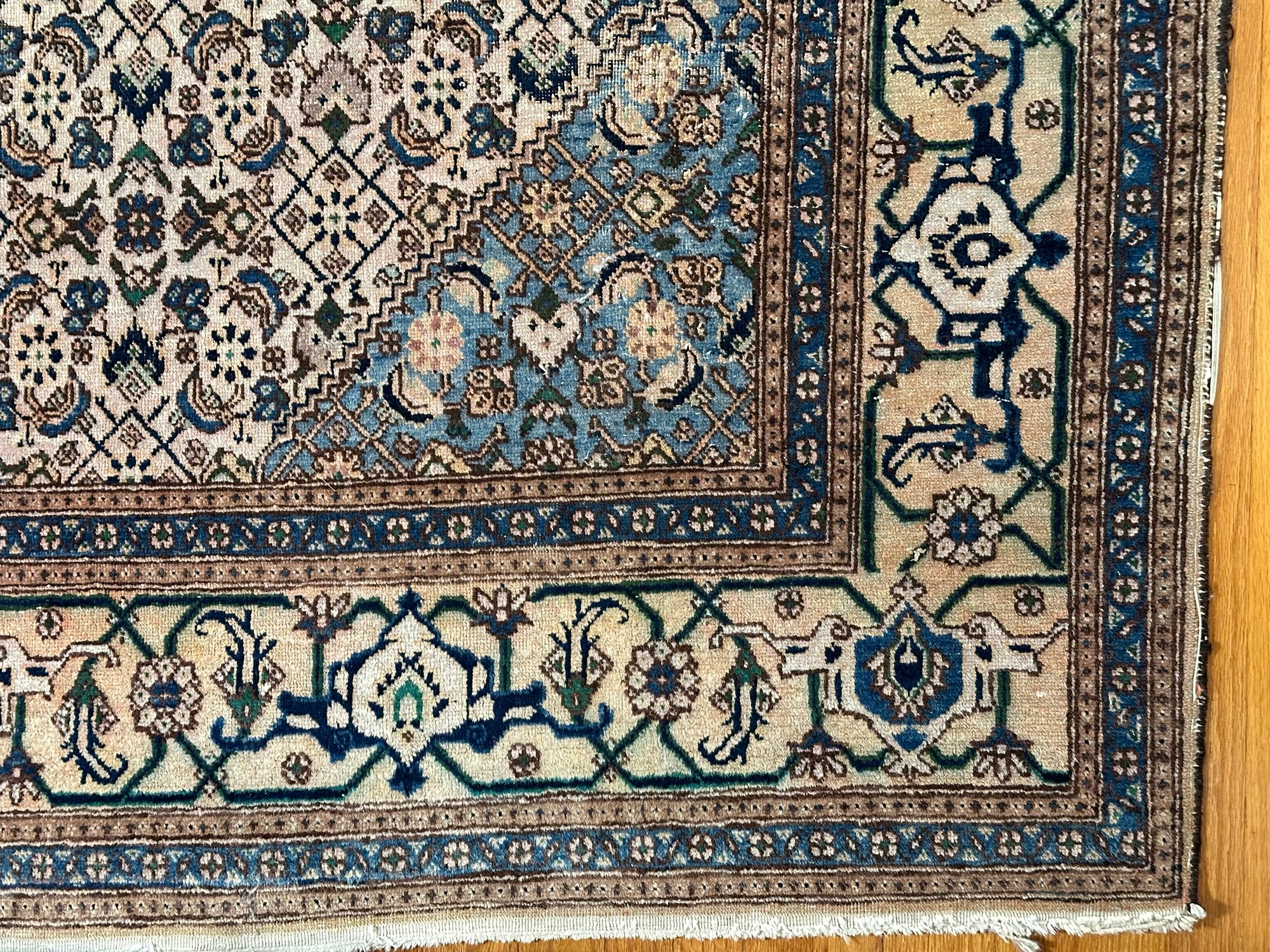 A Gorgeous Vintage/Antique Handwoven Wool Area Rug In Blue Tones, 10x7 ...