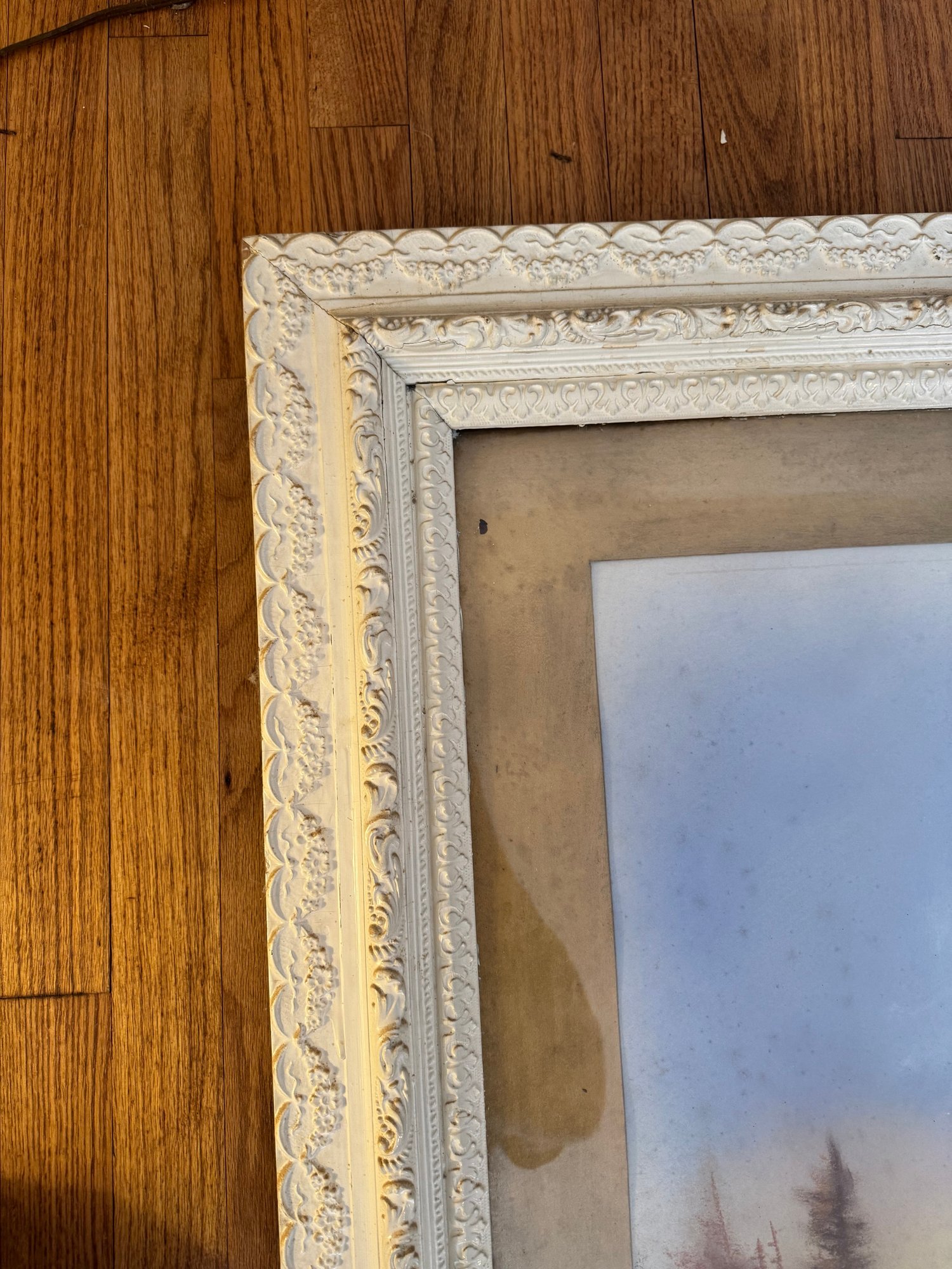 Signed Pastel Landscape With Ornate Distressed White Frame #2249442 ...