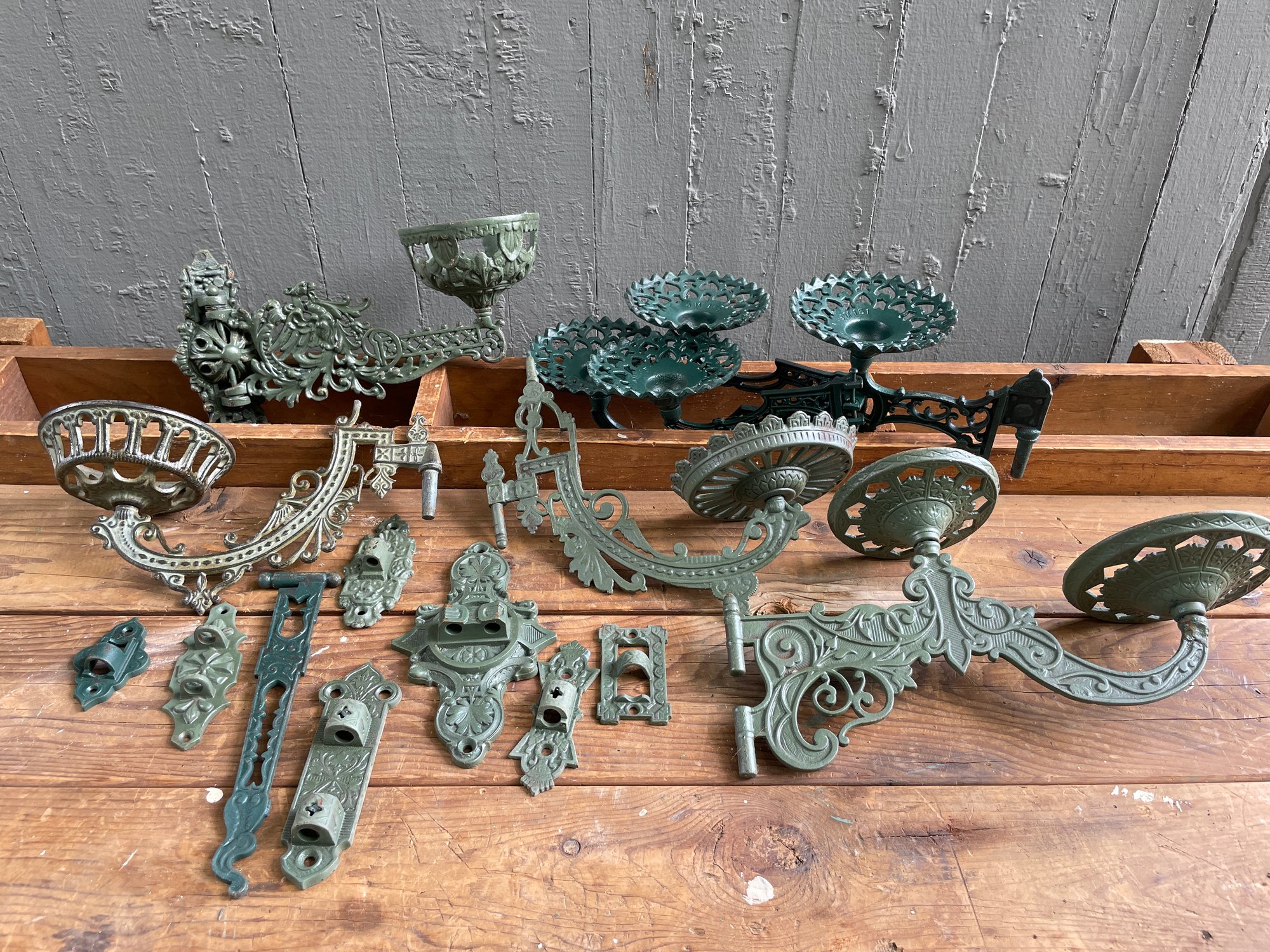 Collection Of Vintage Victorian Wall Mount Oil Lamp Holders. #1910880 ...
