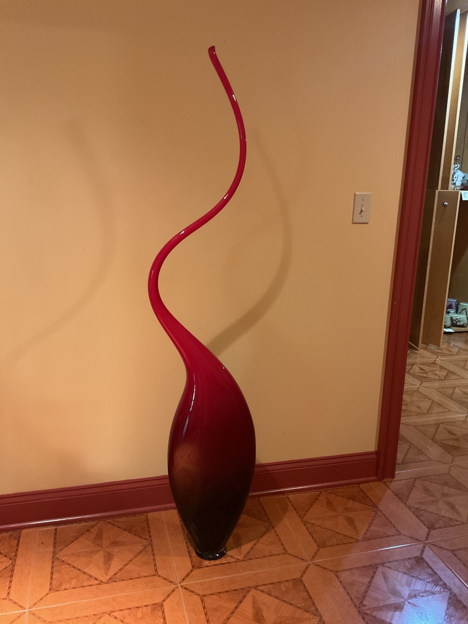 Signed Reproduction Jeremy Cline Studio Glass Bird Of Paradise Vase ...