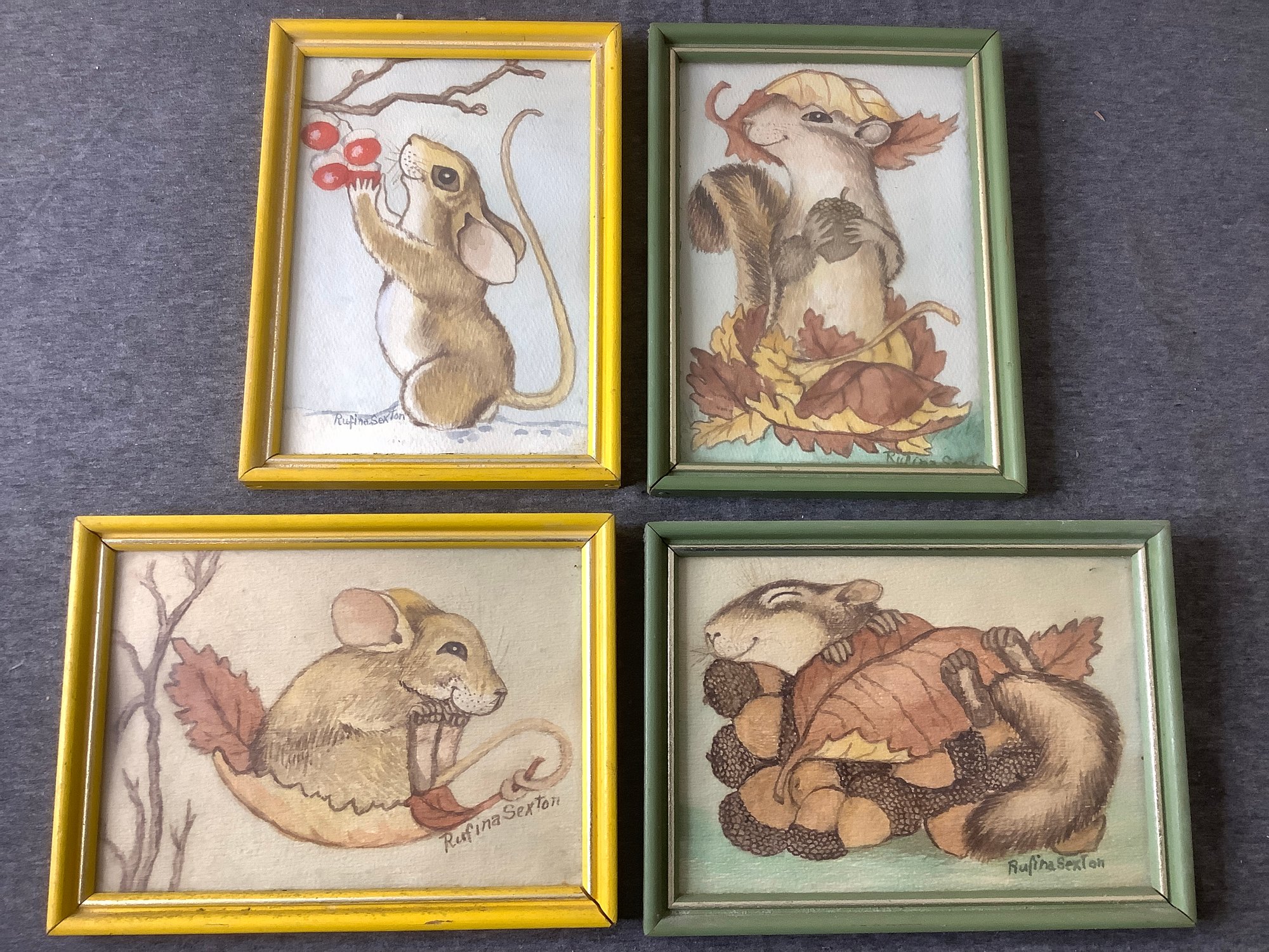 Signed Watercolors Of Mice And Chipmunks Set Of 4 #1992918 ...