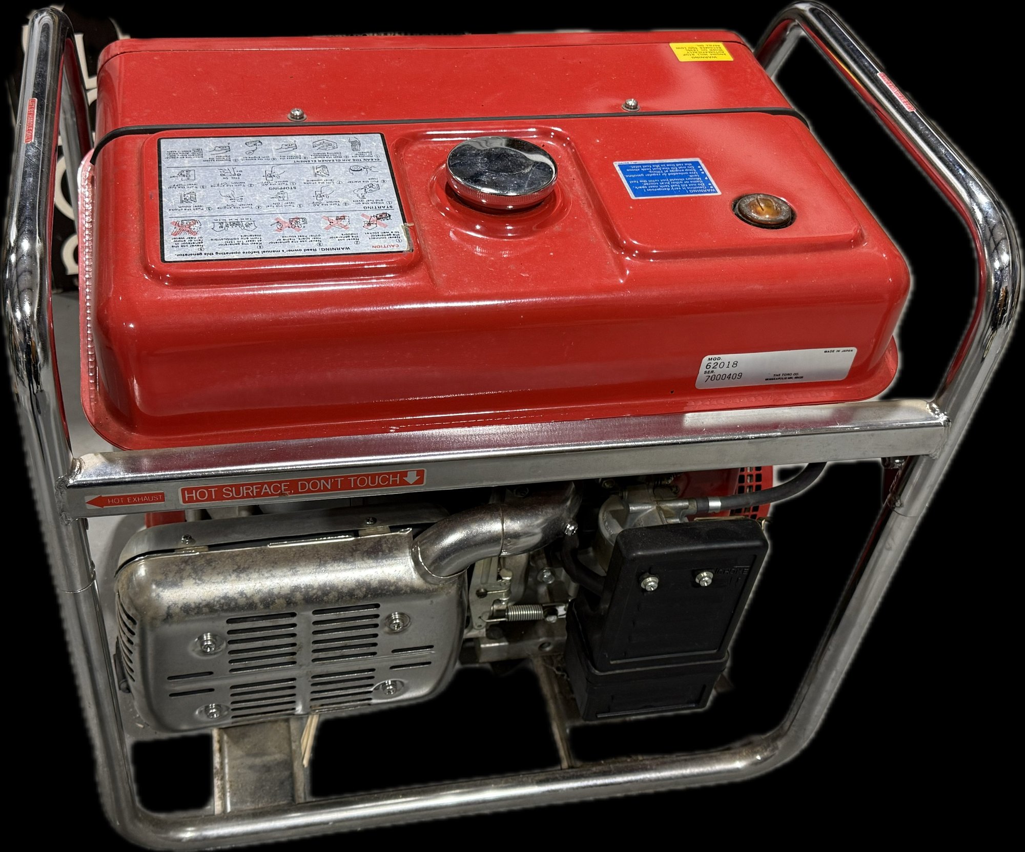 Toro T1800 Portable Gas Generator Vintage Red Steel Frame, 120V AC ...
