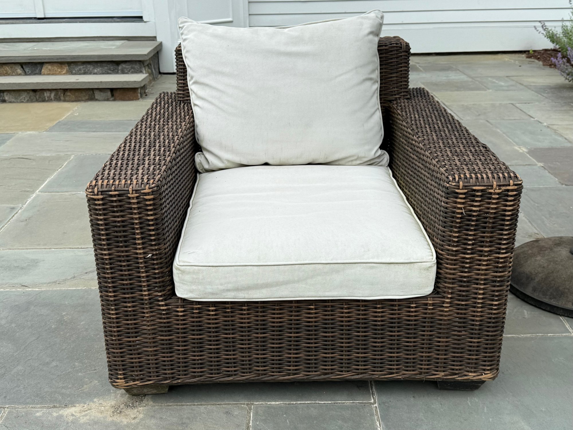 Pair Of Pottery Barn Rattan Style Outdoor Club Chairs #2140442 ...