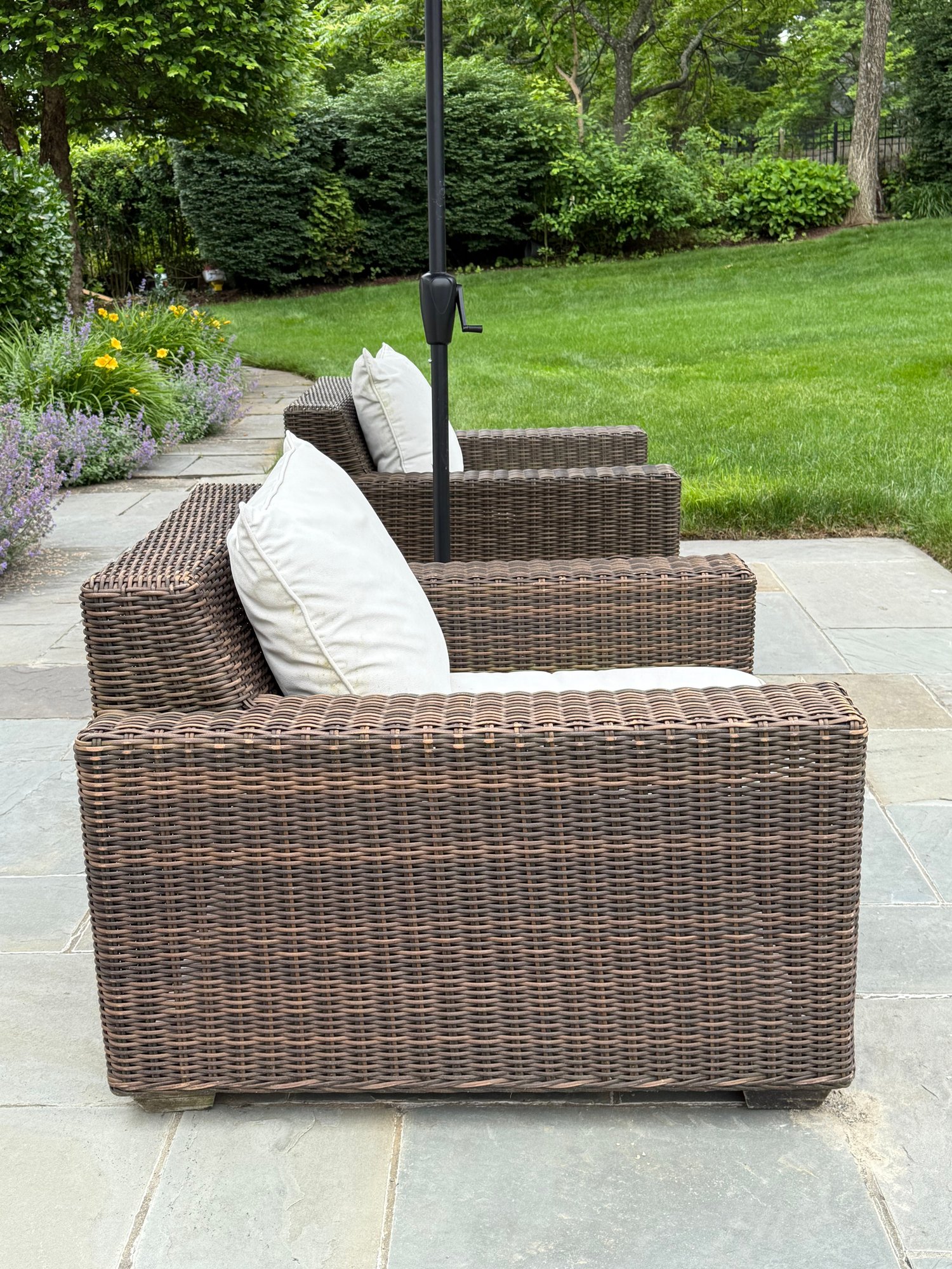 Pair Of Pottery Barn Rattan Style Outdoor Club Chairs #2140442 ...