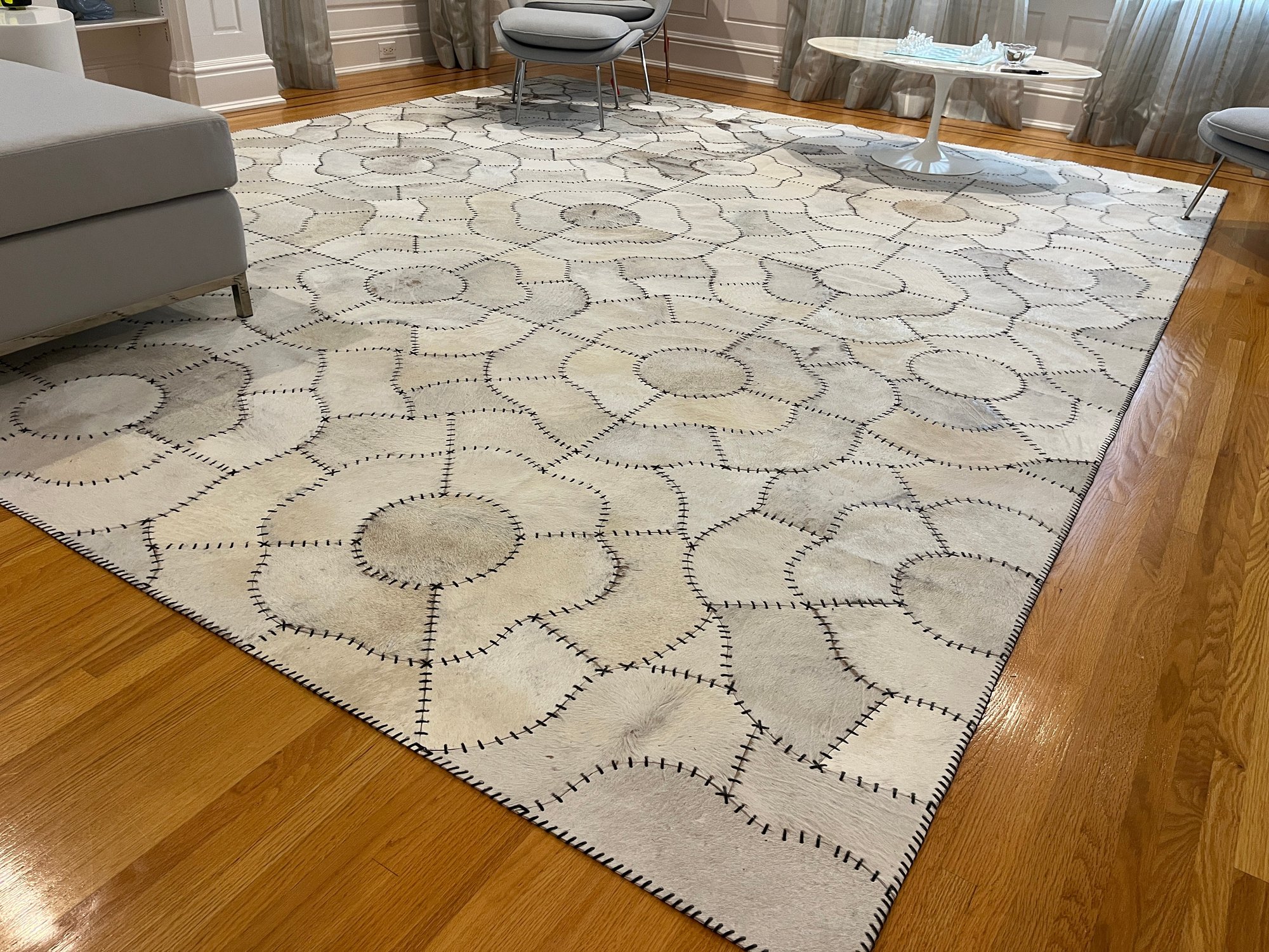 A Handstitched Large Patchwork Hide Rug - Floral Pattern #40846897 ...