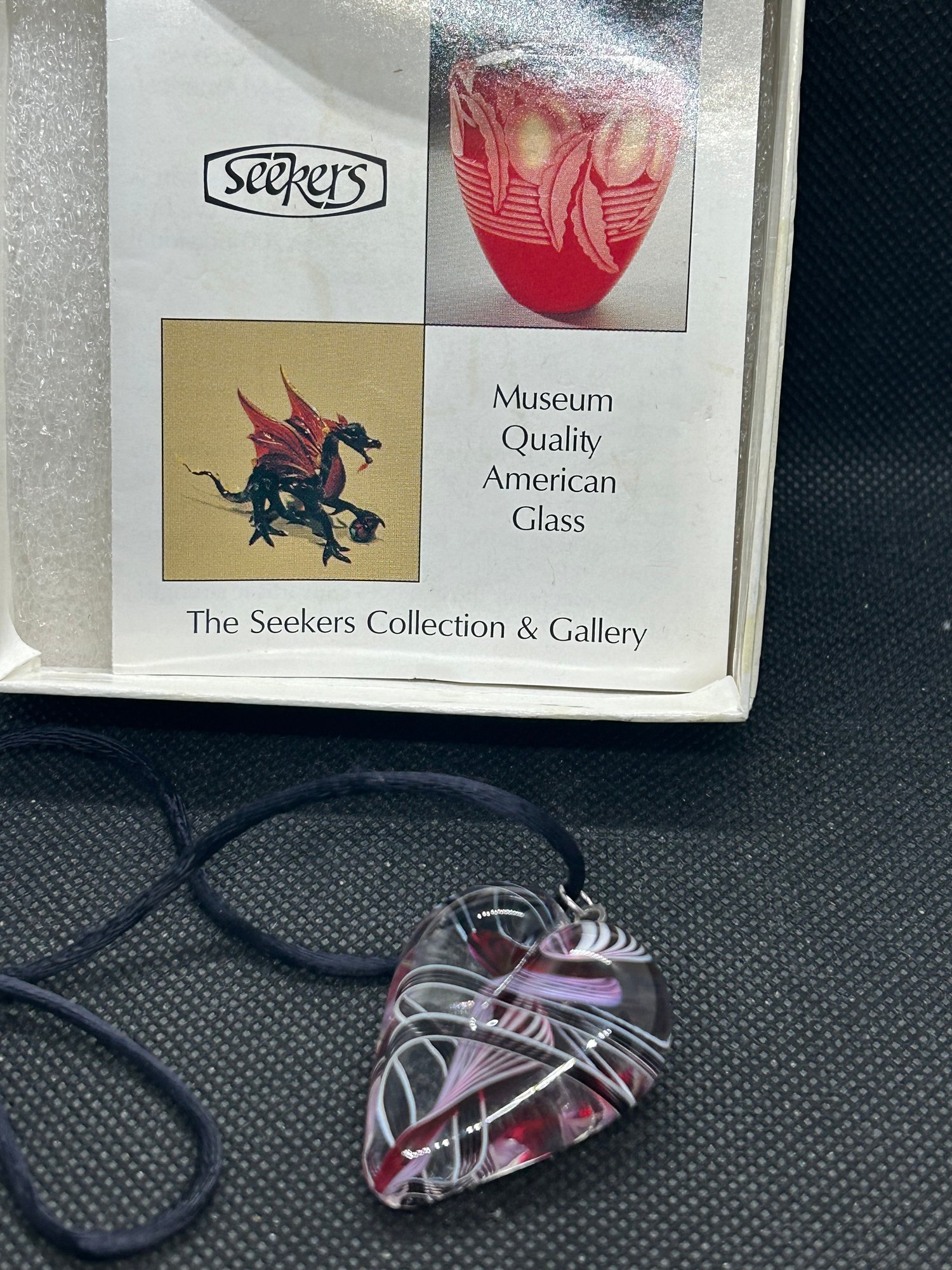 Stunning Artisan Blown Glass Heart Pendant Necklace- New In Box ...