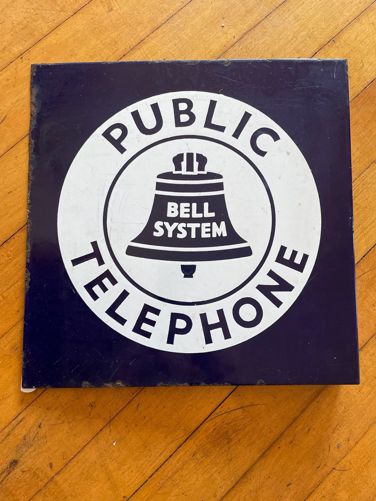 Antique Enameled Bell System Public Telephone Double Sided-sign ...