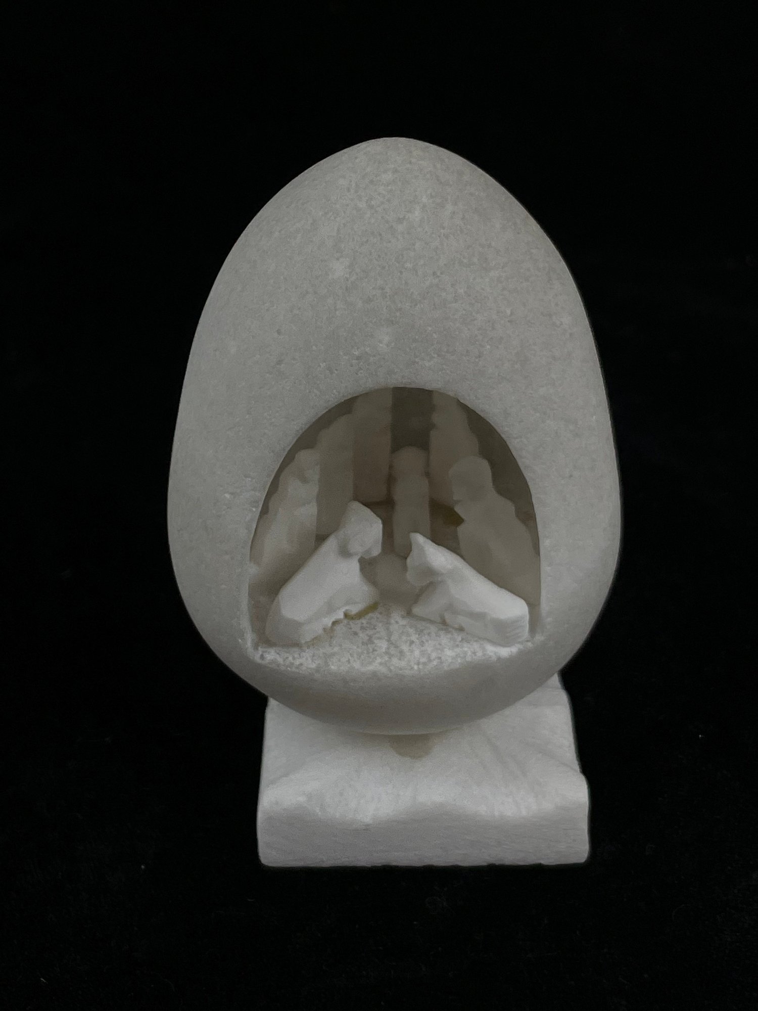 Nativity Set Carved Stone Egg Statue #2065462 | Auctionninja.com