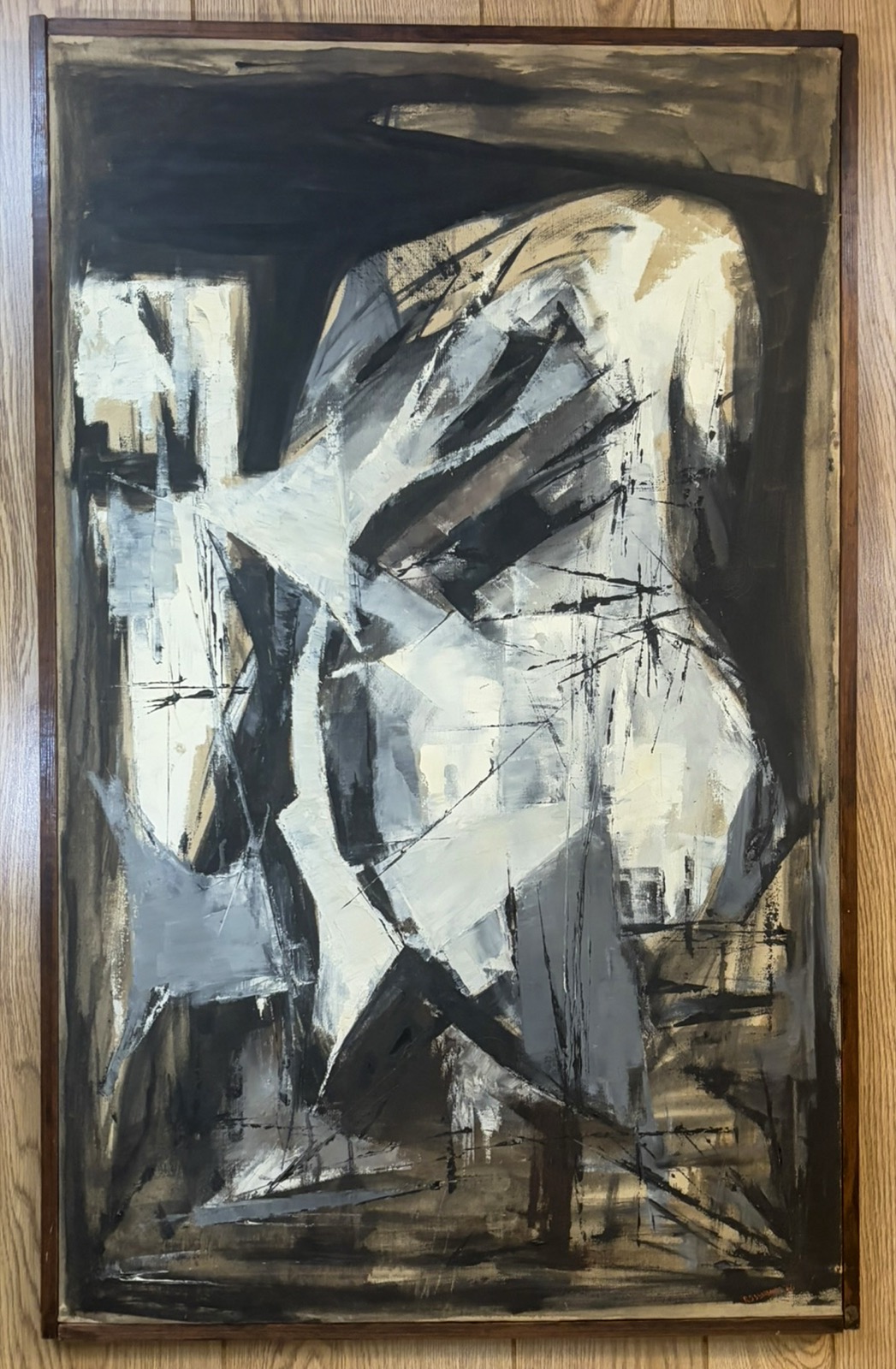 A Vintage Abstract Acrylic On Canvas, Signed Rosenbaum '60 #40822593 ...