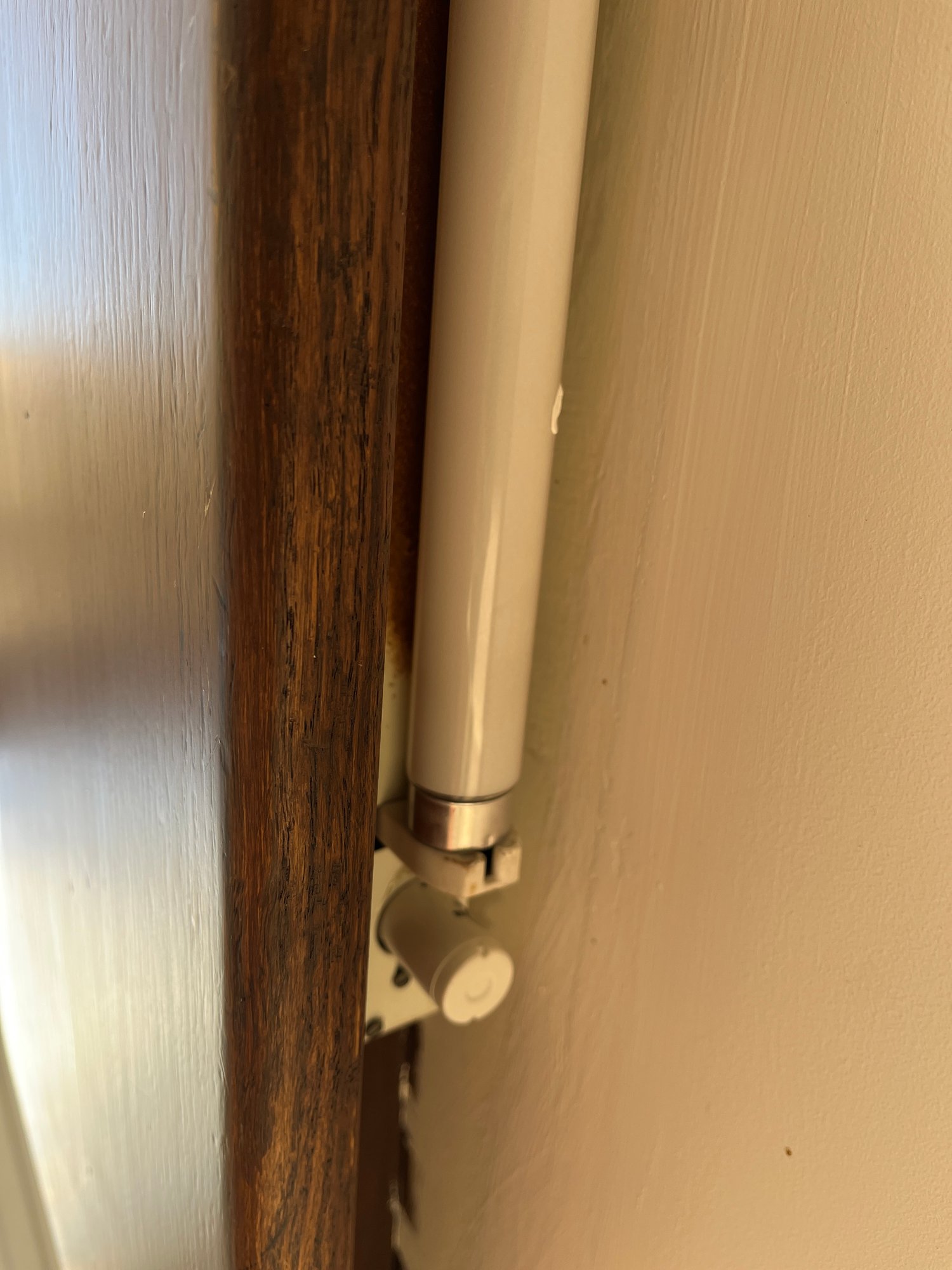 A MCM Oak Stair Rail - Under Lights - 1 Of 2 #40808329 | Auctionninja.com