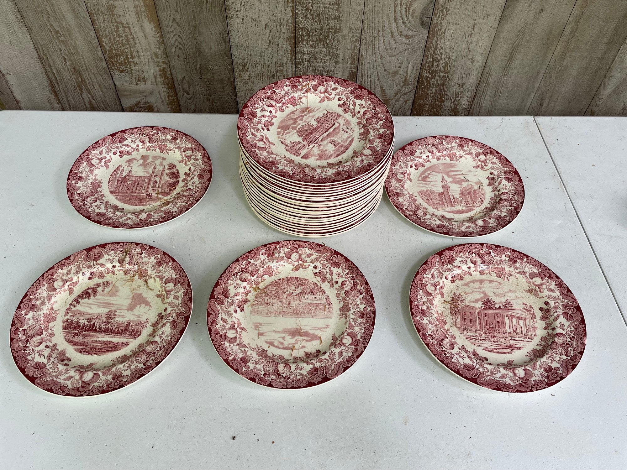 Huge Lot Of Wedgwood Harvard University Red Dinner Plate Set Of 26 ...