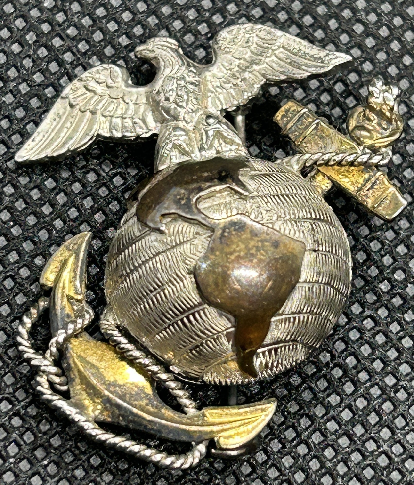 World War 2 USMC Marine Corps Officer Sterling Silver EGA Pinback ...