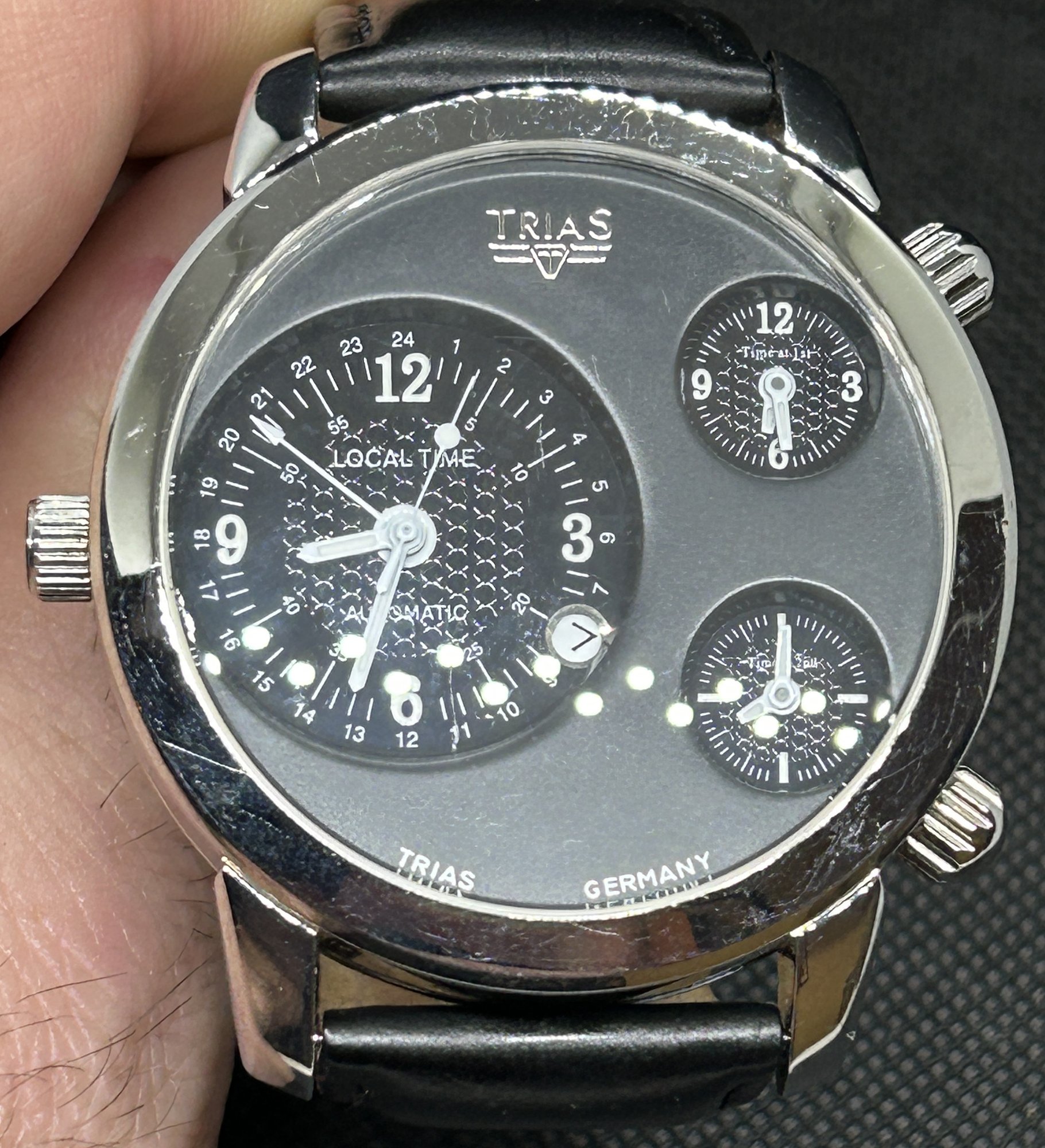 Luxury TRIAS GERMANY Men's Jumbo Case Automatic Watch With Dual Time ...