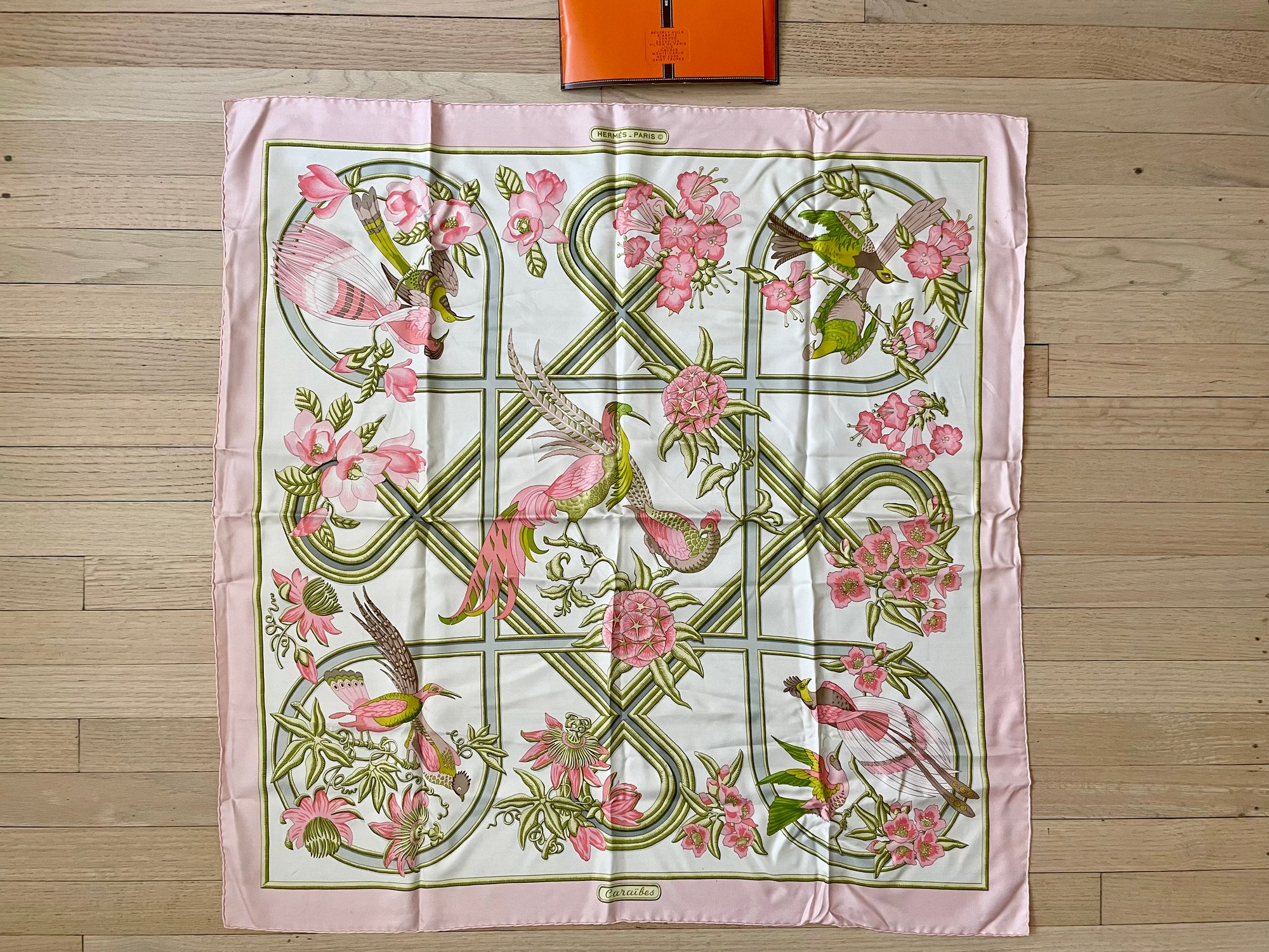 Hermes Caraibes Print Silk Scarf With Original Packaging #1905192 ...