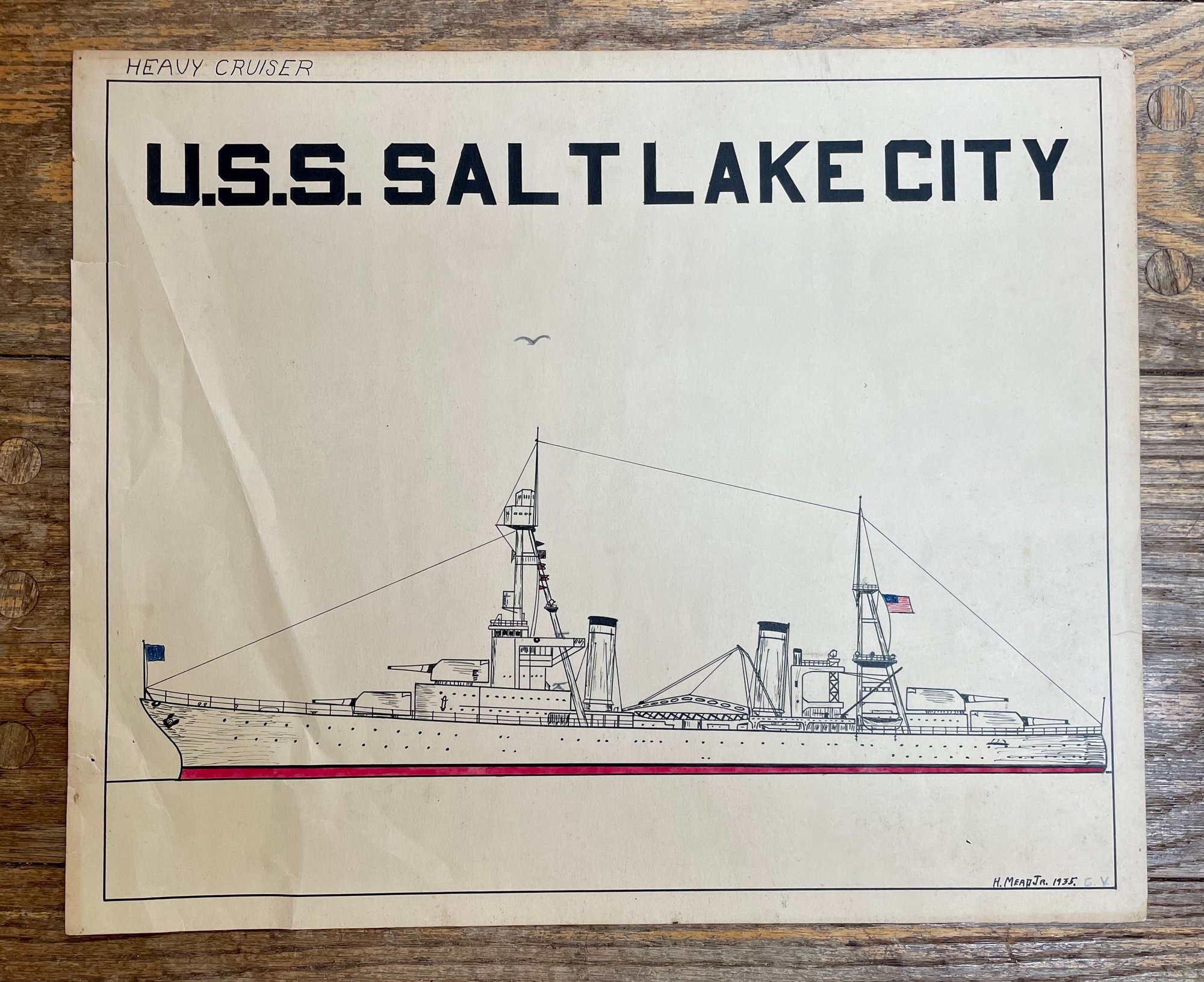 WWII Heavy Cruiser USS Salt Lake City Original Scale Drawing Dated 1935 ...