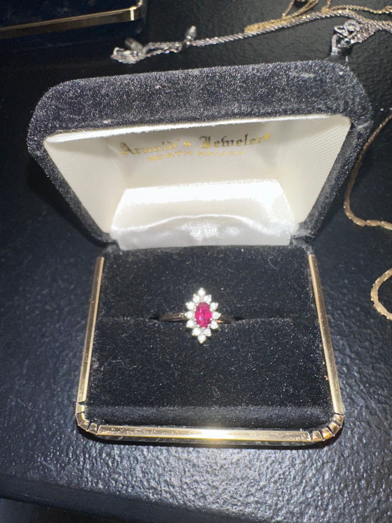 14KP Yellow Gold Ruby & Diamond Halo Ring Vintage Elegance ~ Size 7 1/2 ...