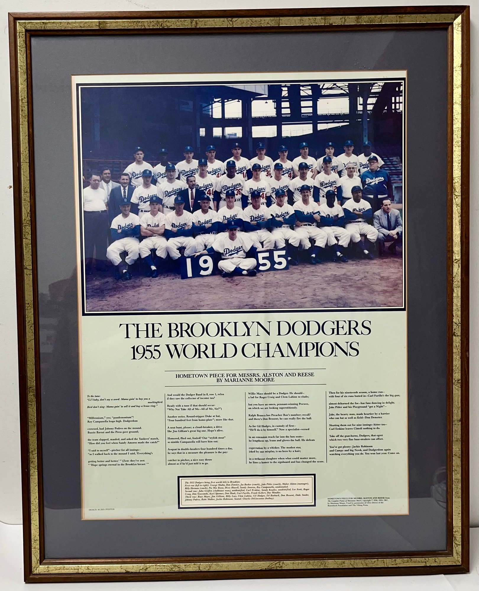Vintage Poster - 1955 World Champion Brooklyn Dodgers - Hometown Piece ...