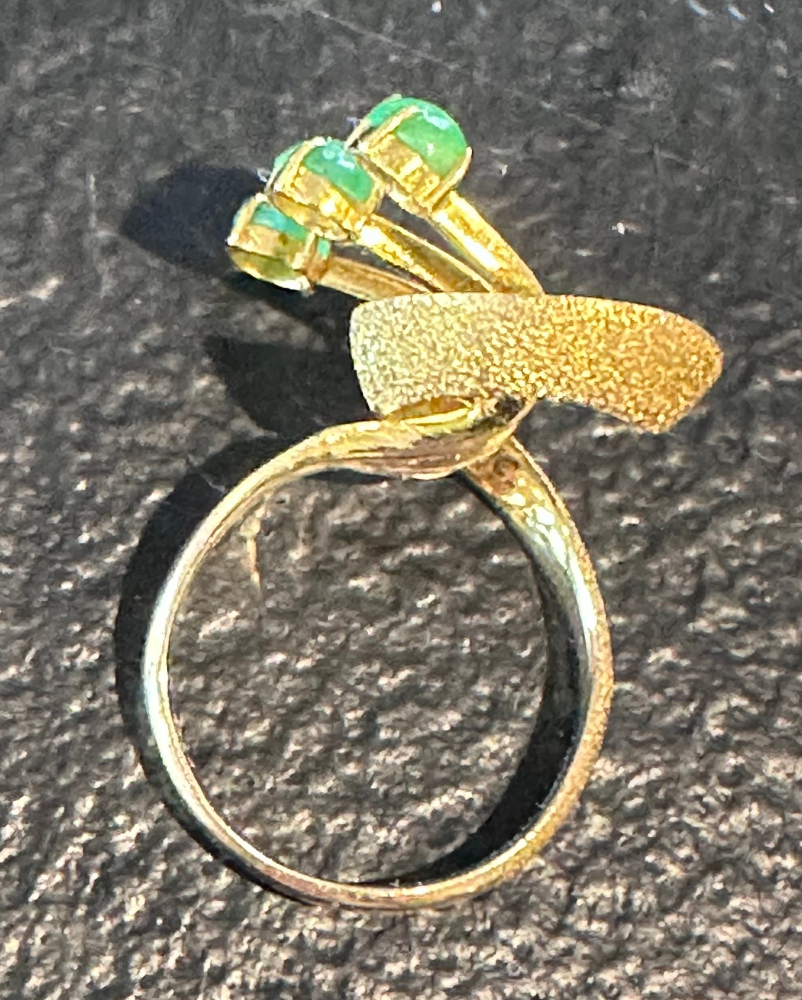 14K Yellow Gold Jade Cluster Ring Vintage Mid-Century Statement Size 5 ...