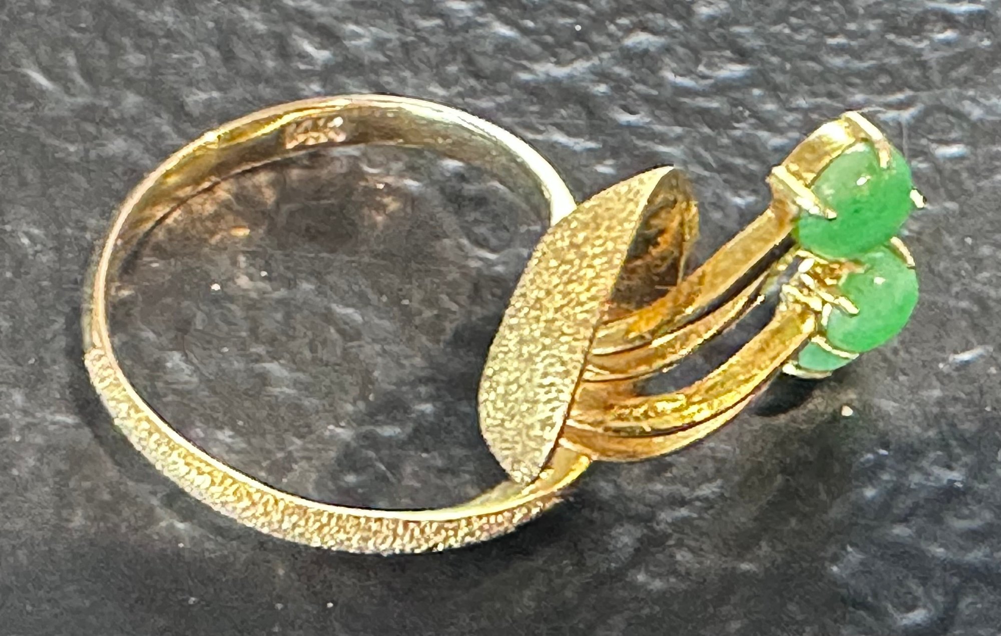 14K Yellow Gold Jade Cluster Ring Vintage Mid-Century Statement Size 5 ...