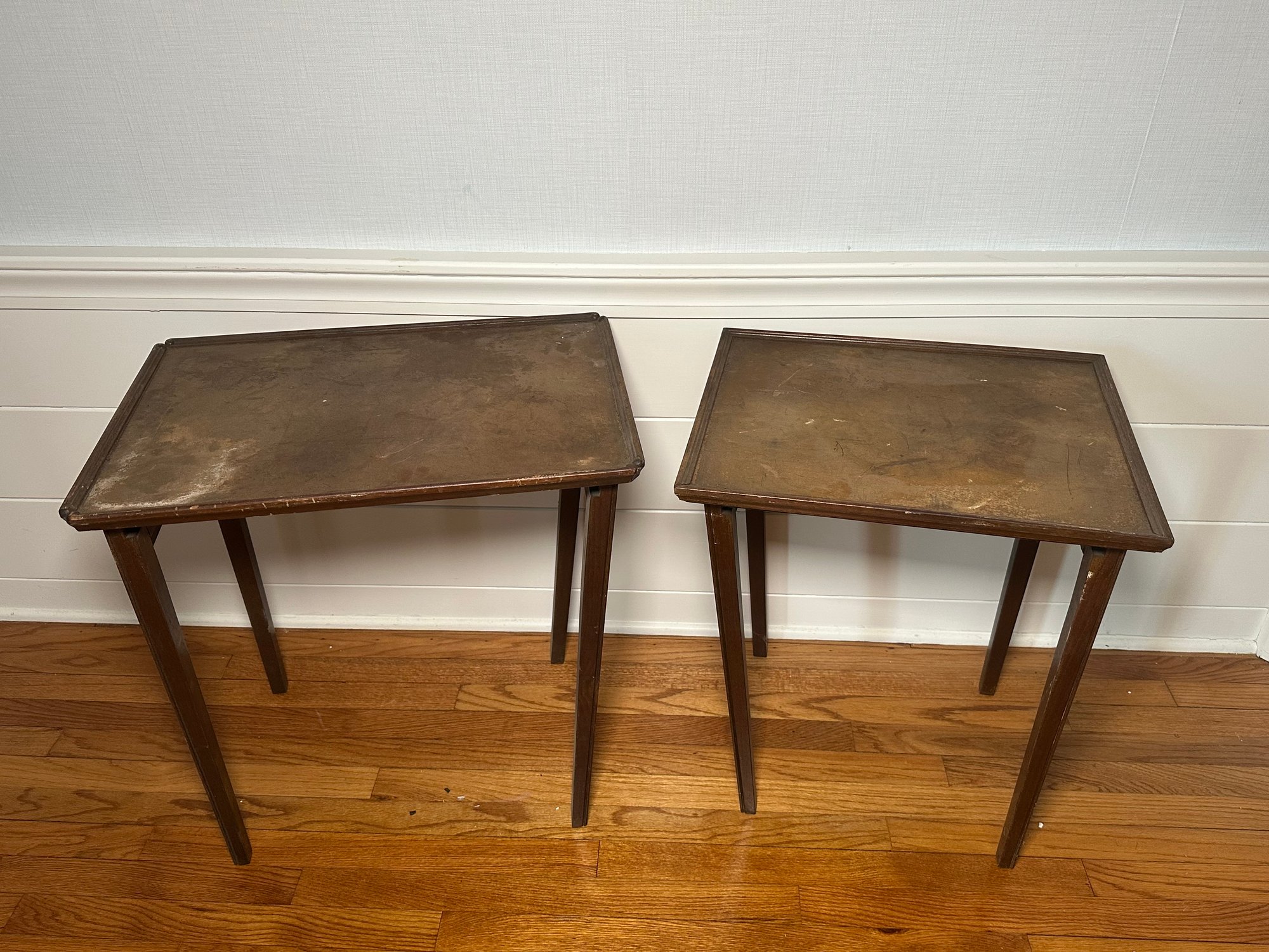 Pair Of Vintage End Tables, Needs Work #40825124 | Auctionninja.com