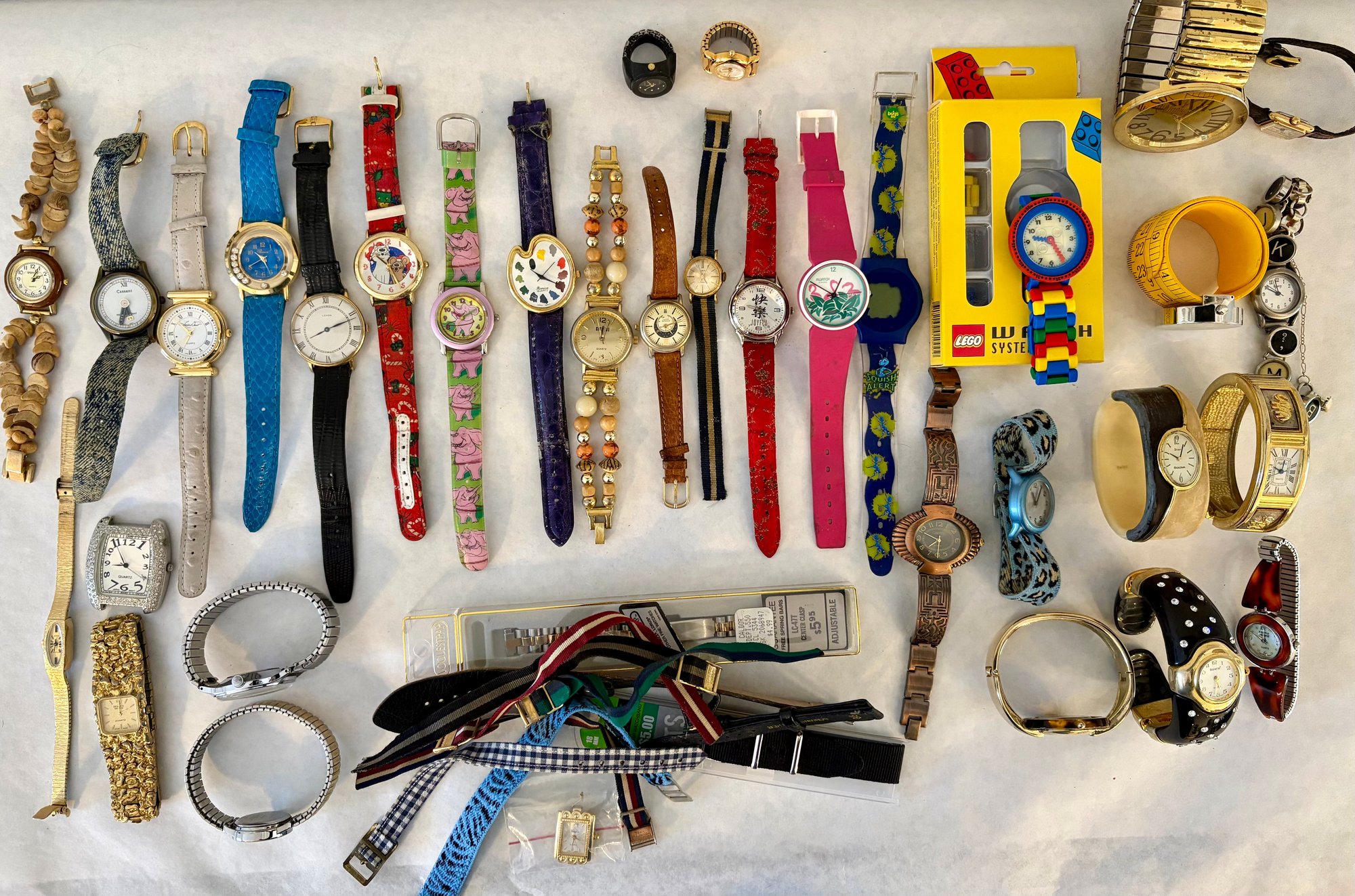 Large Group Of Vintage Watches & Watch Bands Including LEGO Watch ...