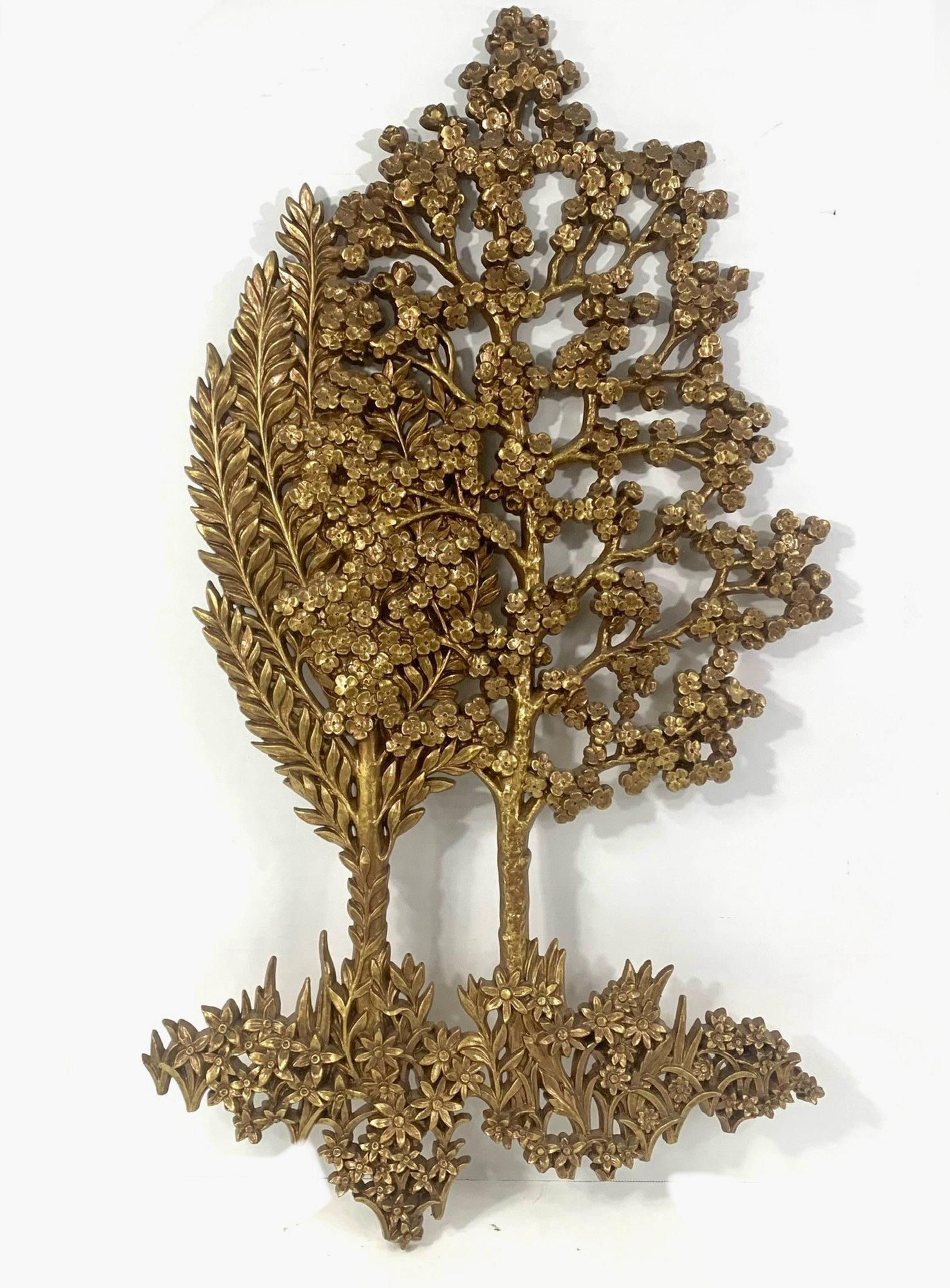 Vintage 31" TALL Mid-Century Syroco Gold Resin Wall Tree Sculpture 1969 ...