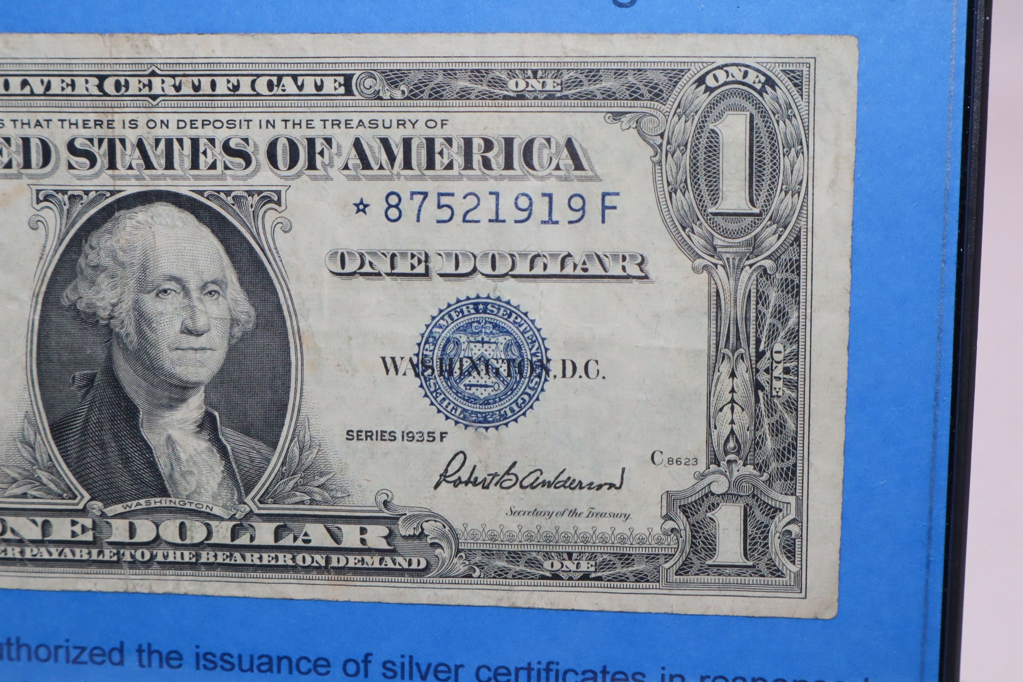 1935-F U.S. Silver Certificate Star Replacement Note Framed #2055038 ...