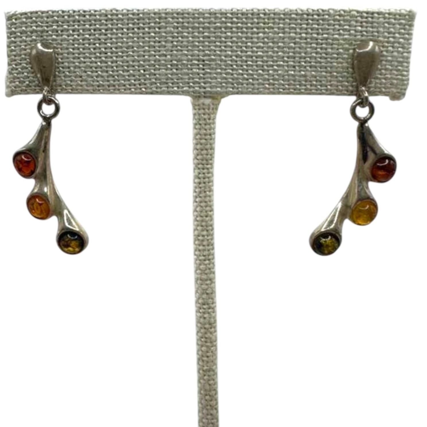 (B13) Sterling Silver Multi Color Amber Stud Dangle Earrings #2289813 ...