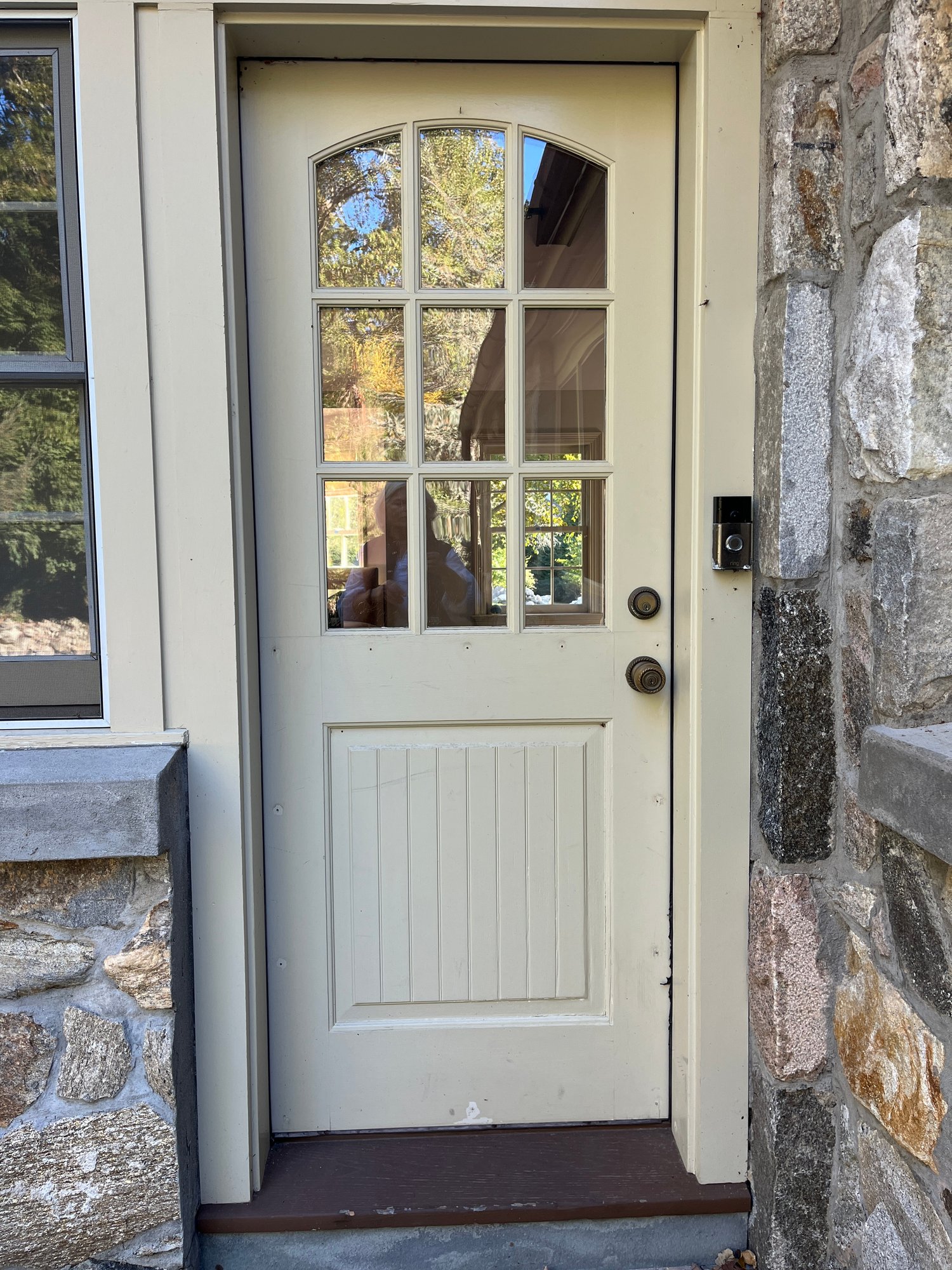 A Pair Of 9 Lite Wood Exterior Doors- Thermopane - Tongue & Groove ...