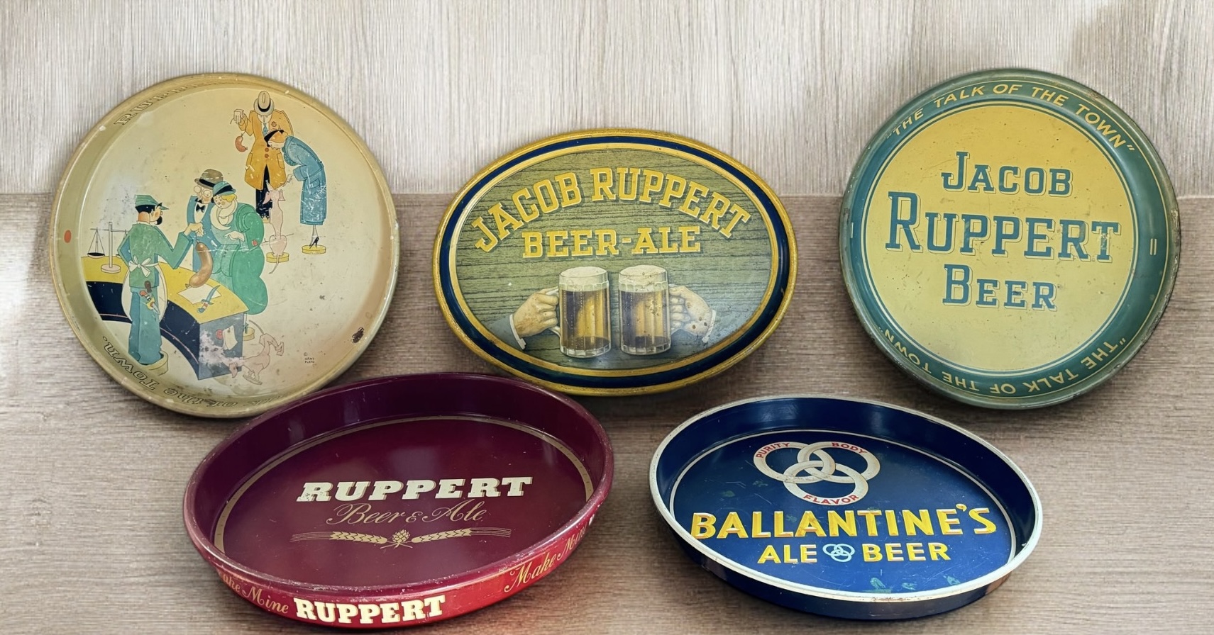 Five Vintage Beer Trays / Rupperts & Ballantine #1960376 | Auctionninja.com