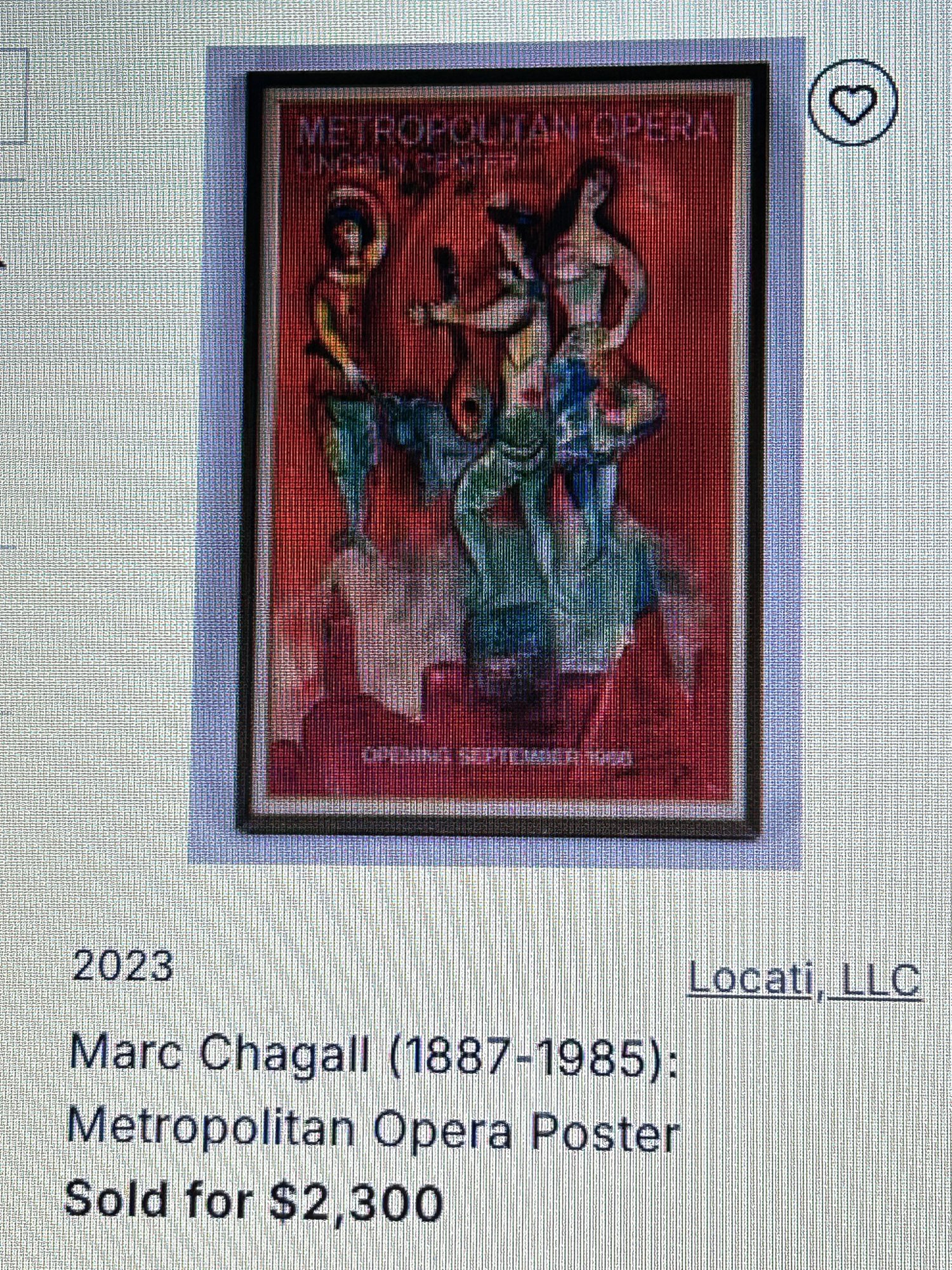 RARE Original 1966 MARC CHAGALL 'Metropolitan Opera' Lithograph- 3rd ...