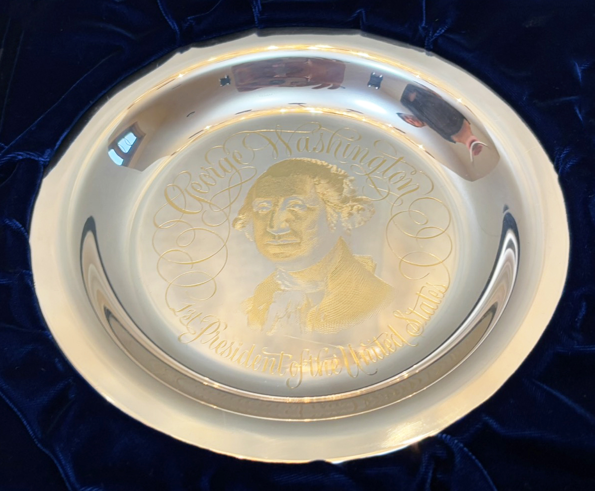 A Vintage Franklin Mint Sterling Silver With Gold Inlay George ...