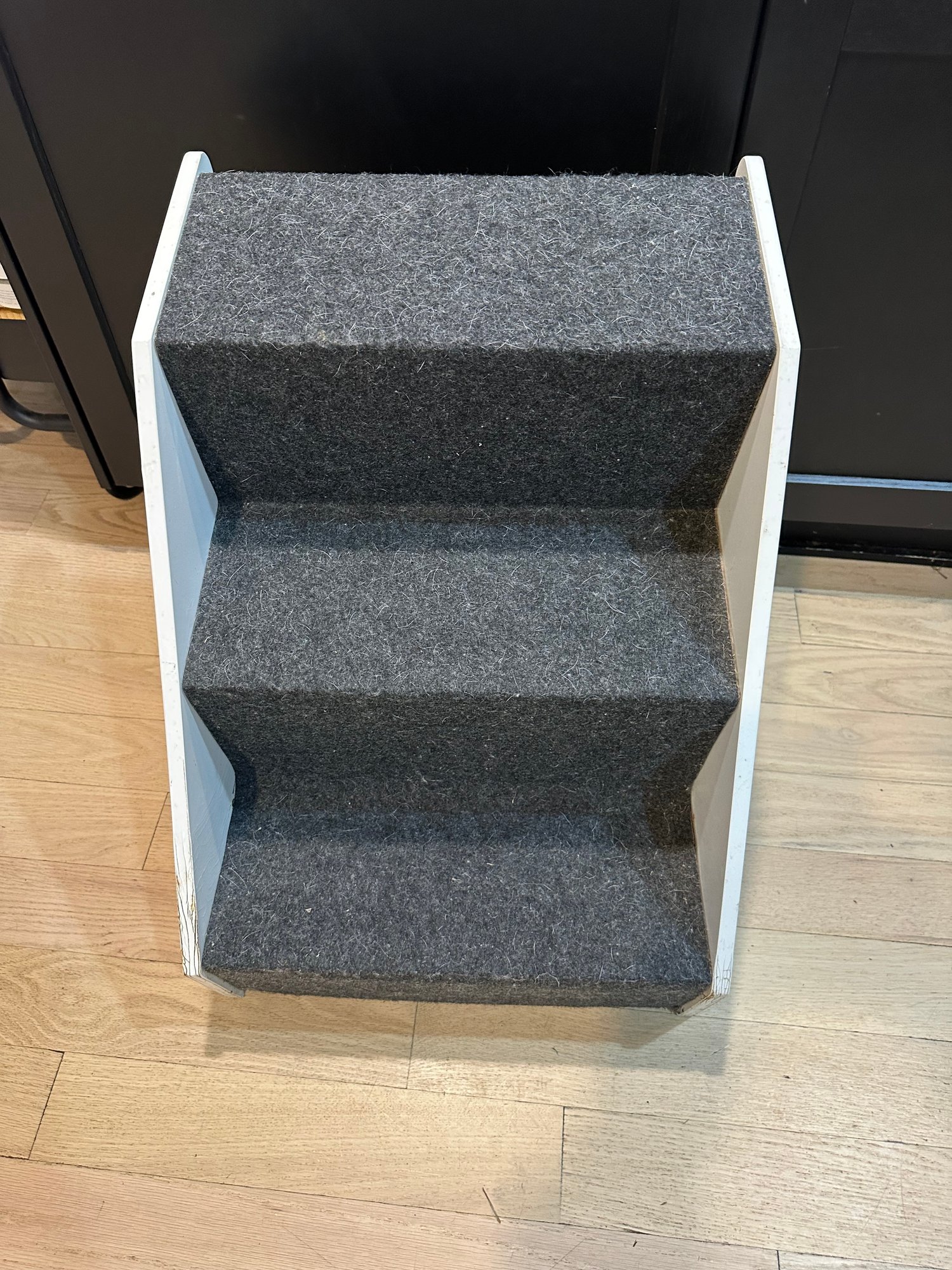 Sturdy White/grey Wood Adjustable Stairs With 3 Non Slip Steps For ...
