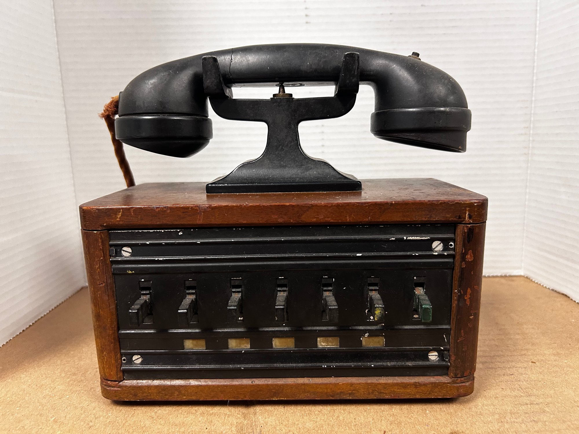 Incredible Antique Wartime Dictograph Telephone System Made From Wood ...
