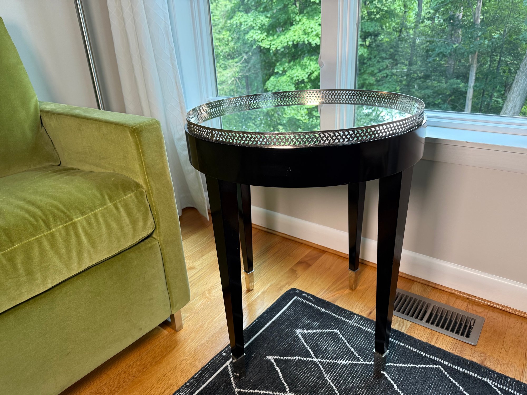 Occasional Table With Metal Trim & Mirror Top #40851940 | Auctionninja.com