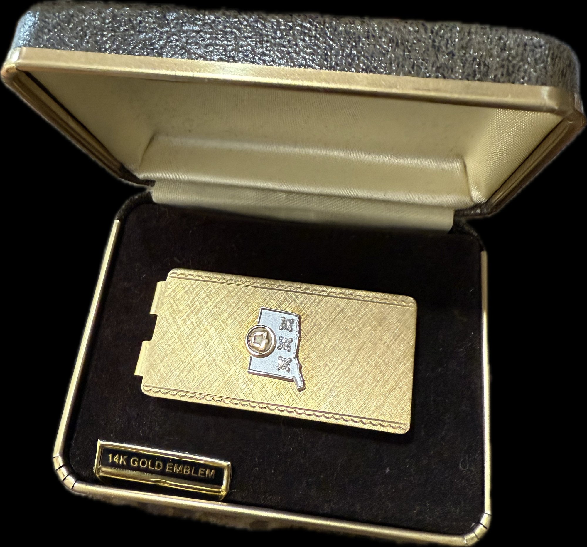 Vintage Connecticut Money Clip With 14K Gold Emblem Diamonds Box, State ...