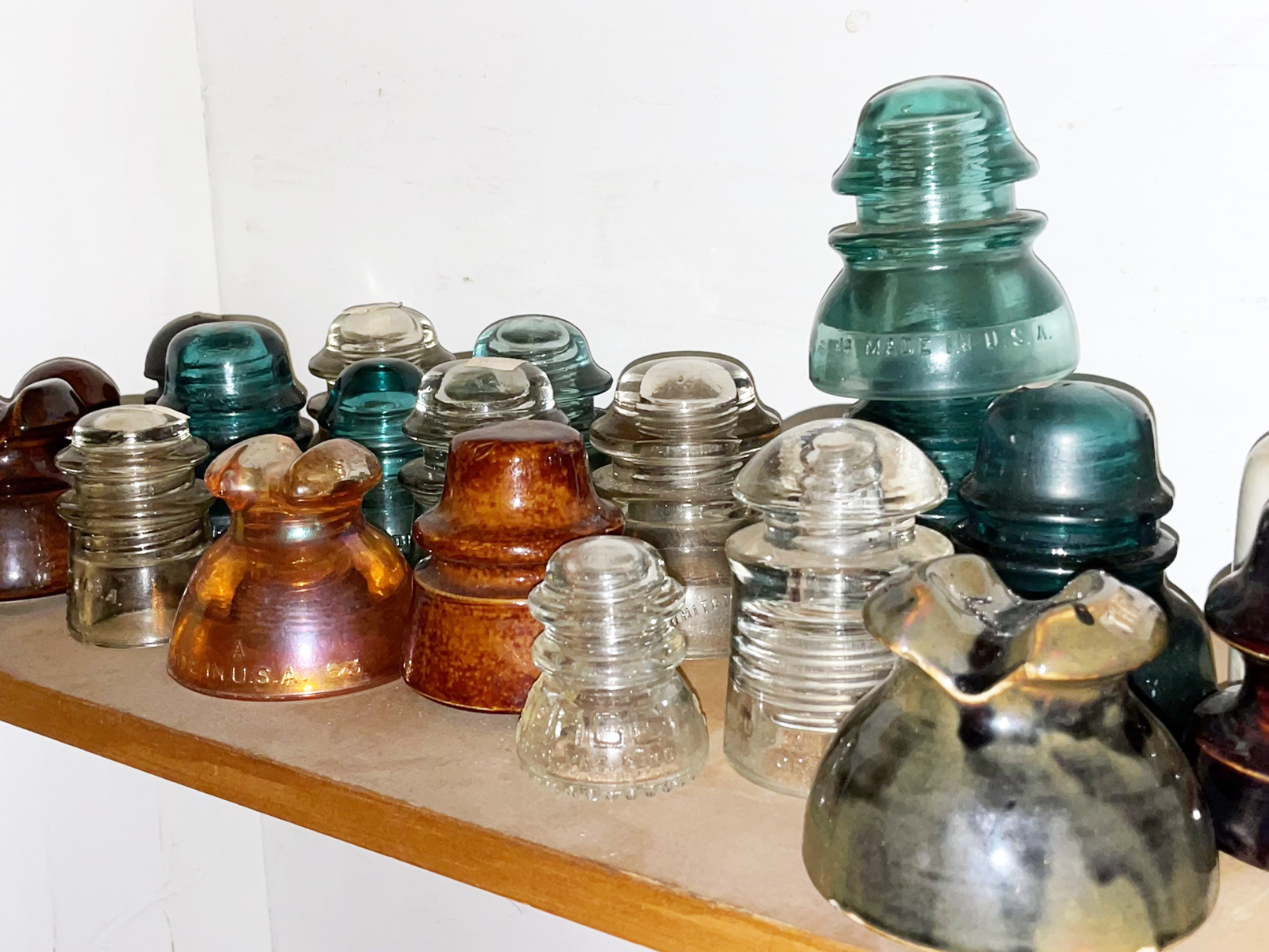 A Large Grouping Of Antique Insulators - Glass, Ceramic And More ...
