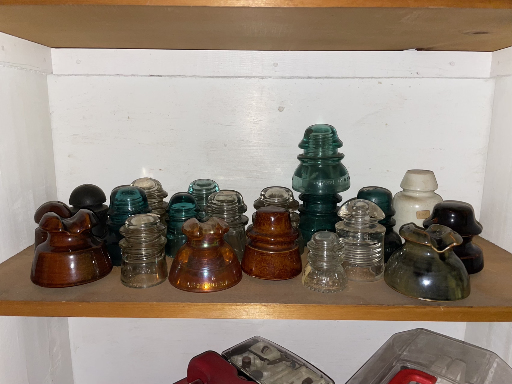 A Large Grouping Of Antique Insulators - Glass, Ceramic And More ...