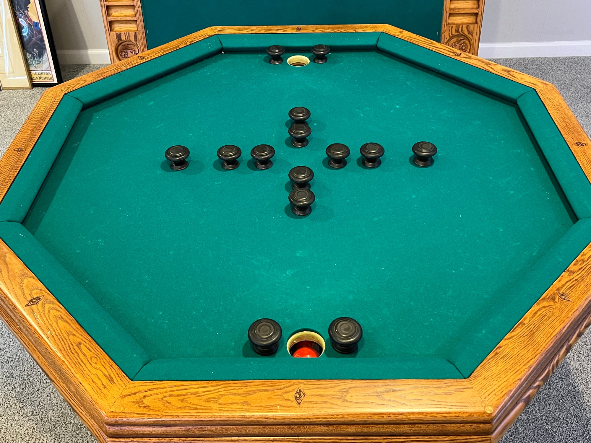 Oak Game Table With Poker Table, Wood Top, And Bumper Pool #40823878 ...