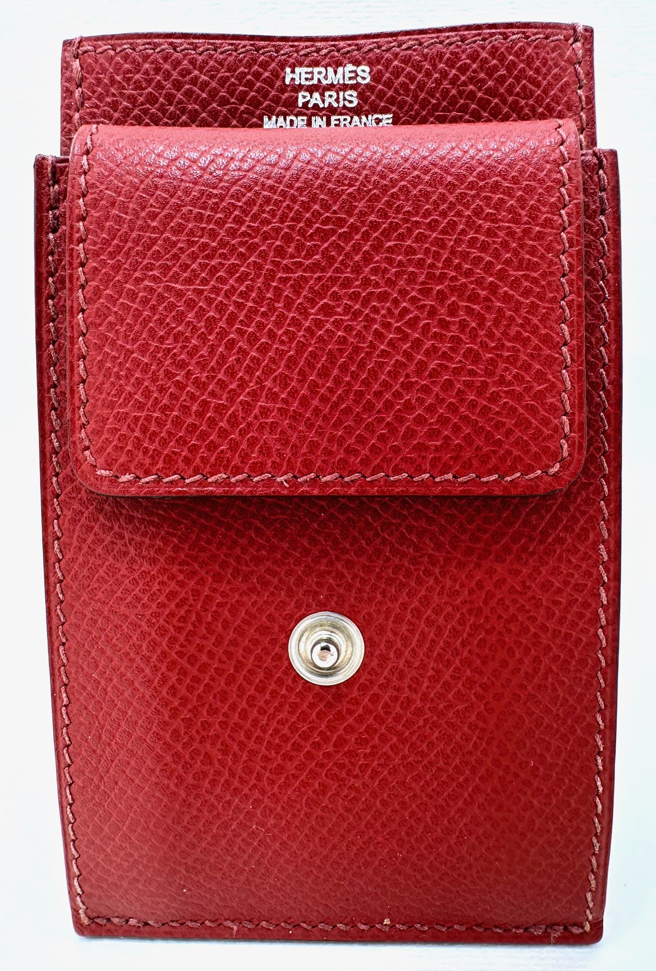 Hermes Slim Leather Pocket Wallet With 4 Card Slots & Snap Coin ...