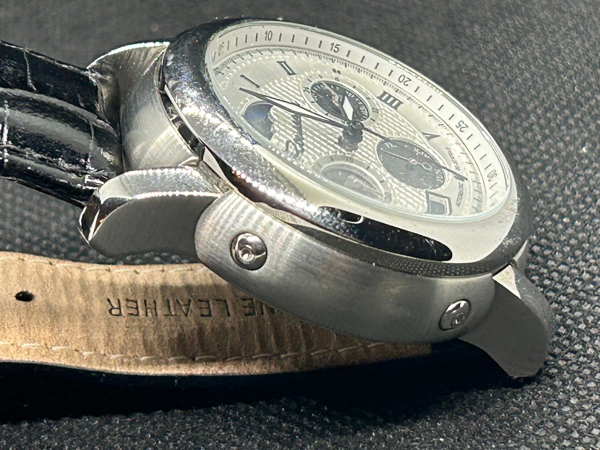 Sleek Men's ROUSSEAU Triple-Date Automatic Wristwatch With Moon Phase ...