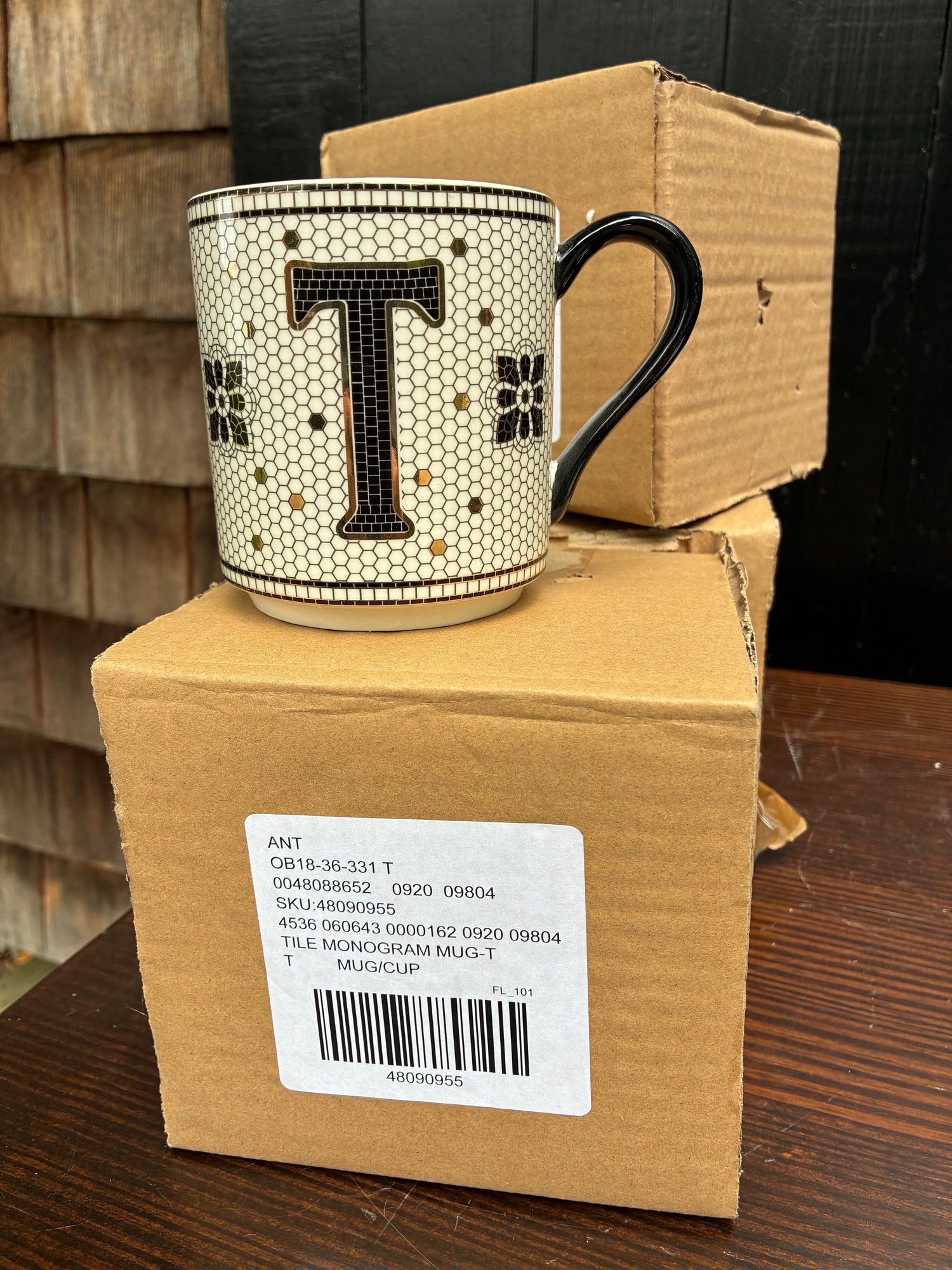 Anthropology Tile Monogram Mug - T - One Of Two New In Box #2152458 ...