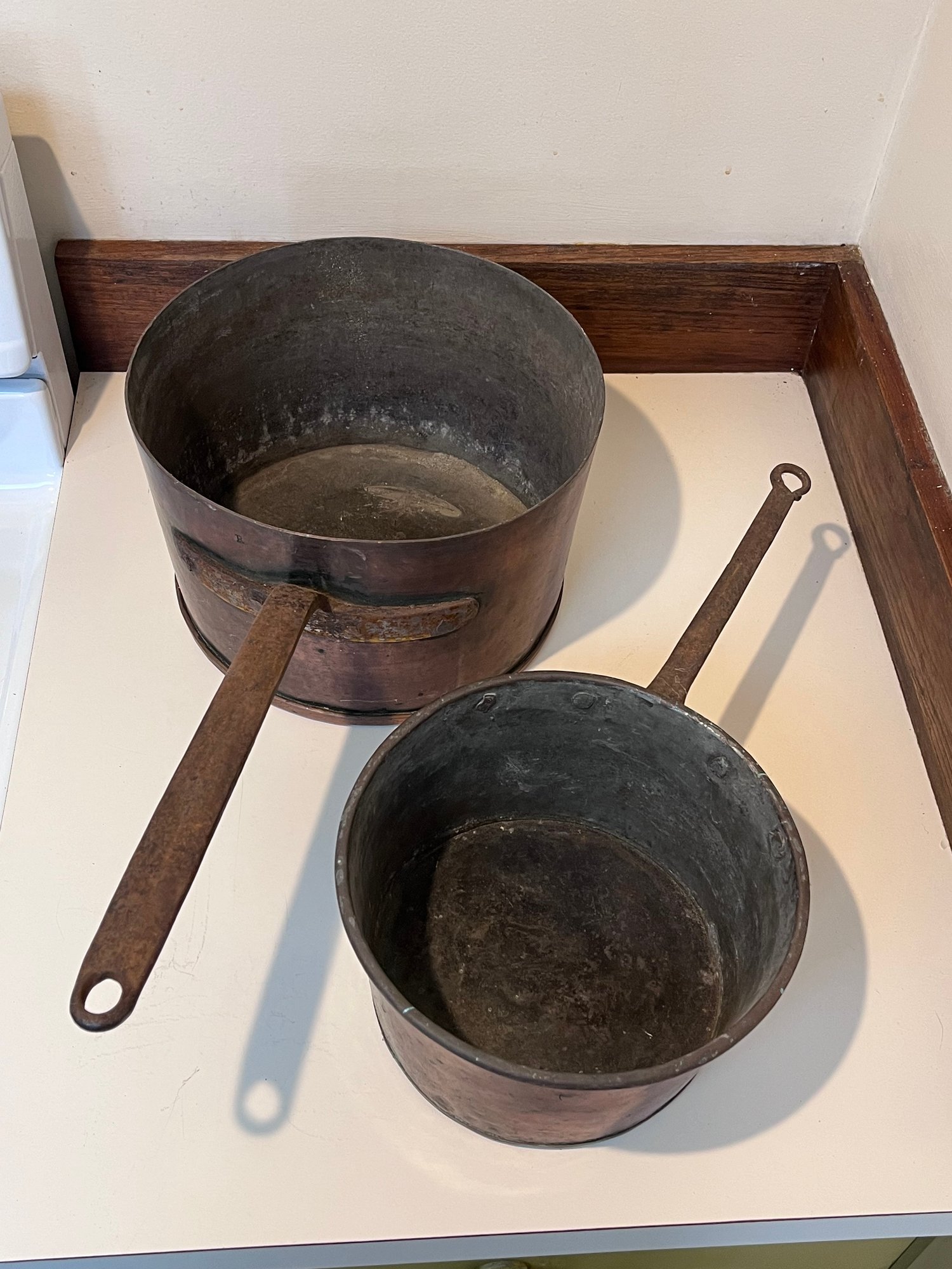 Heavy Antique Copper Pots, Willing To Wager That The Big Pot Weighs At ...
